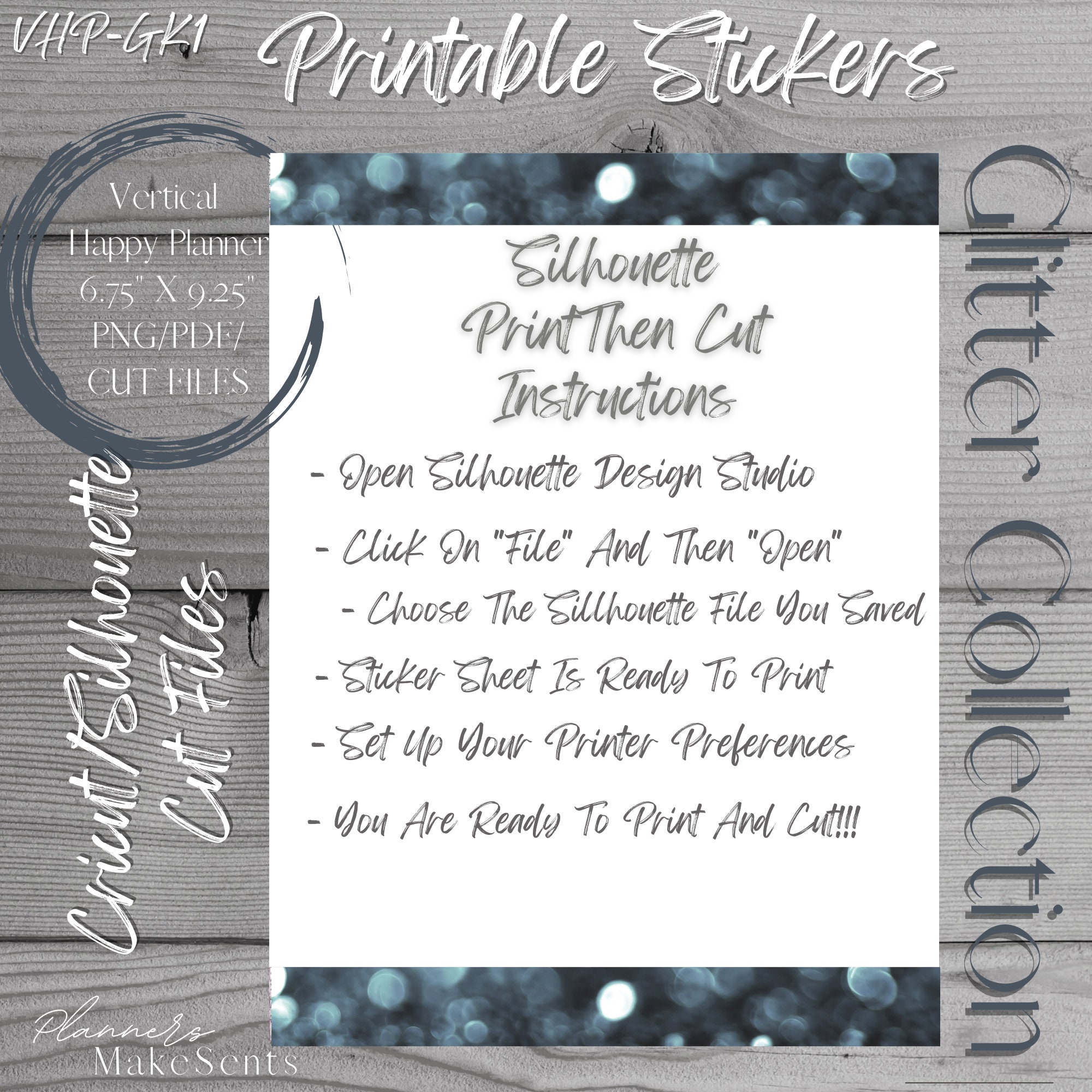 BLUE GLITTER SPARKLE Headers/printable Planner Stickers/functional ...