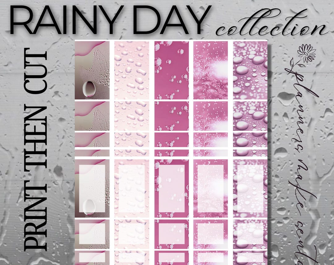 PINK WATER DROPLET Full Box Stickers/printable Stickers/happy Planner ...