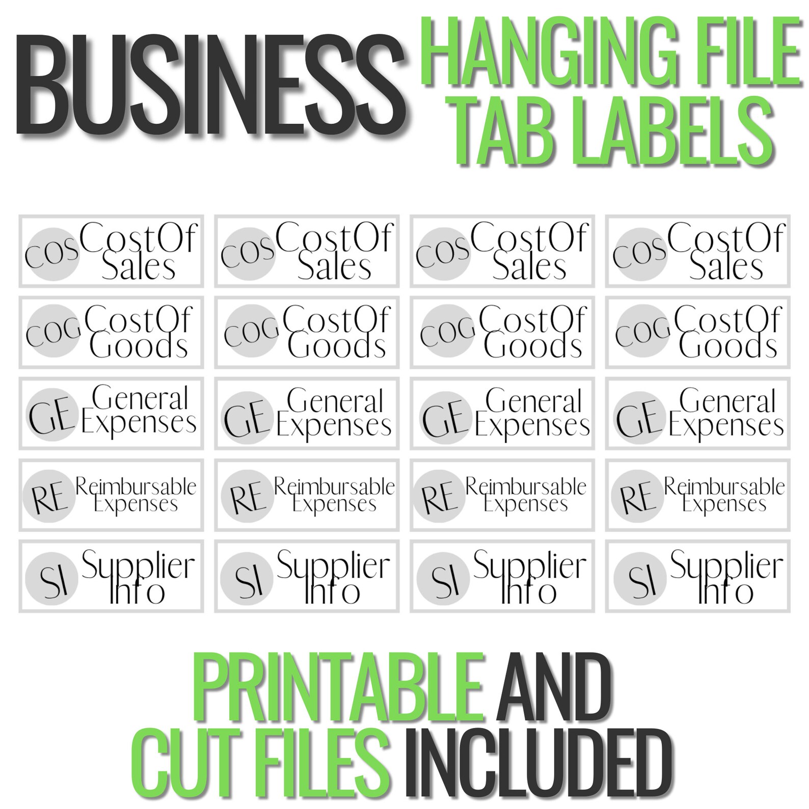 PRINTABLE FILE LABELS for Business Paperwork/cut Files for Silhouette ...