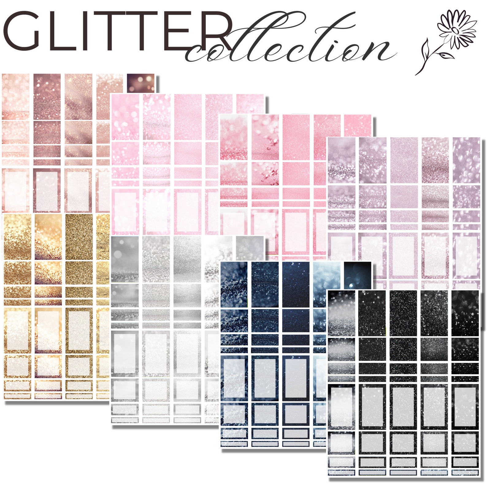 GOLD SPARKLE GLITTER Headers/printable Planner Stickers/gold Sparkle ...