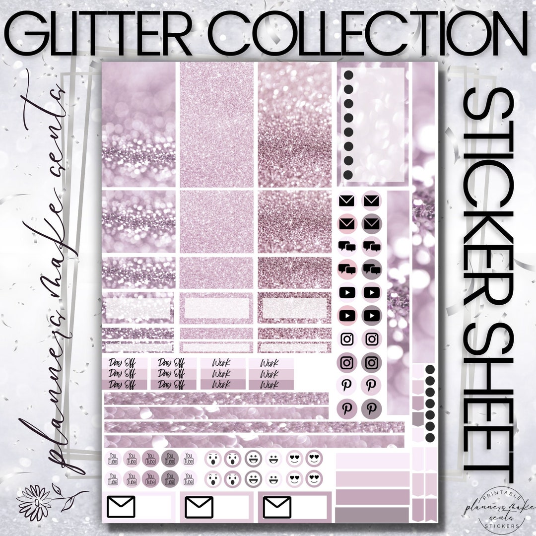 GALAXY SPARKLE PRINTABLE Planner Stickers/glitter Functional Stickers ...