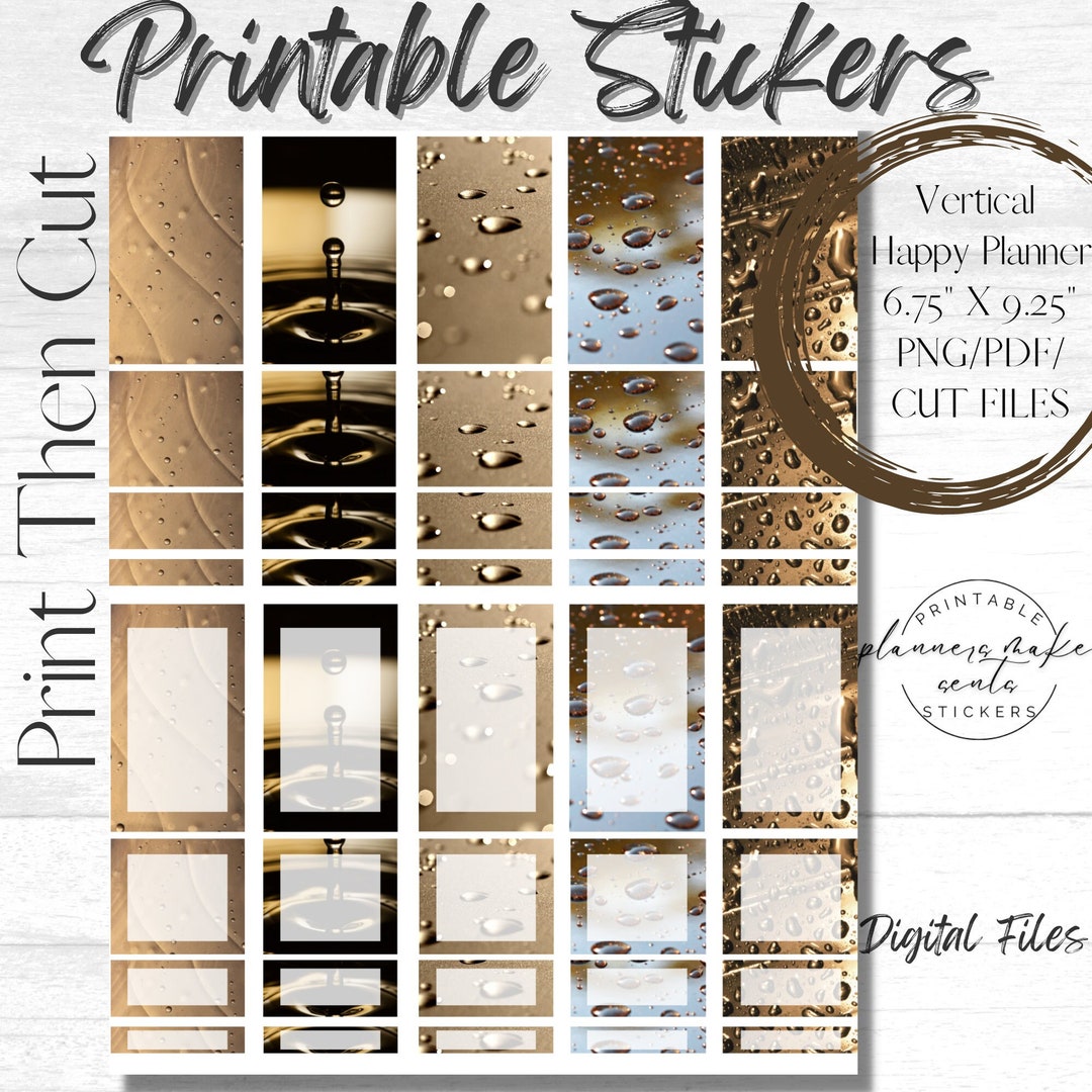 BRONZE WATER DROPLET Printable Planner Stickers/happy Planner/spring ...