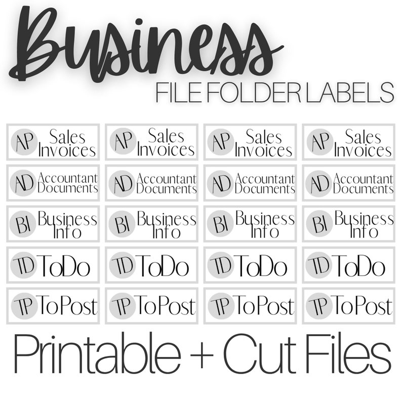 PRINTABLE FOLDER LABELS for Business Paperwork/cut Files for - Etsy