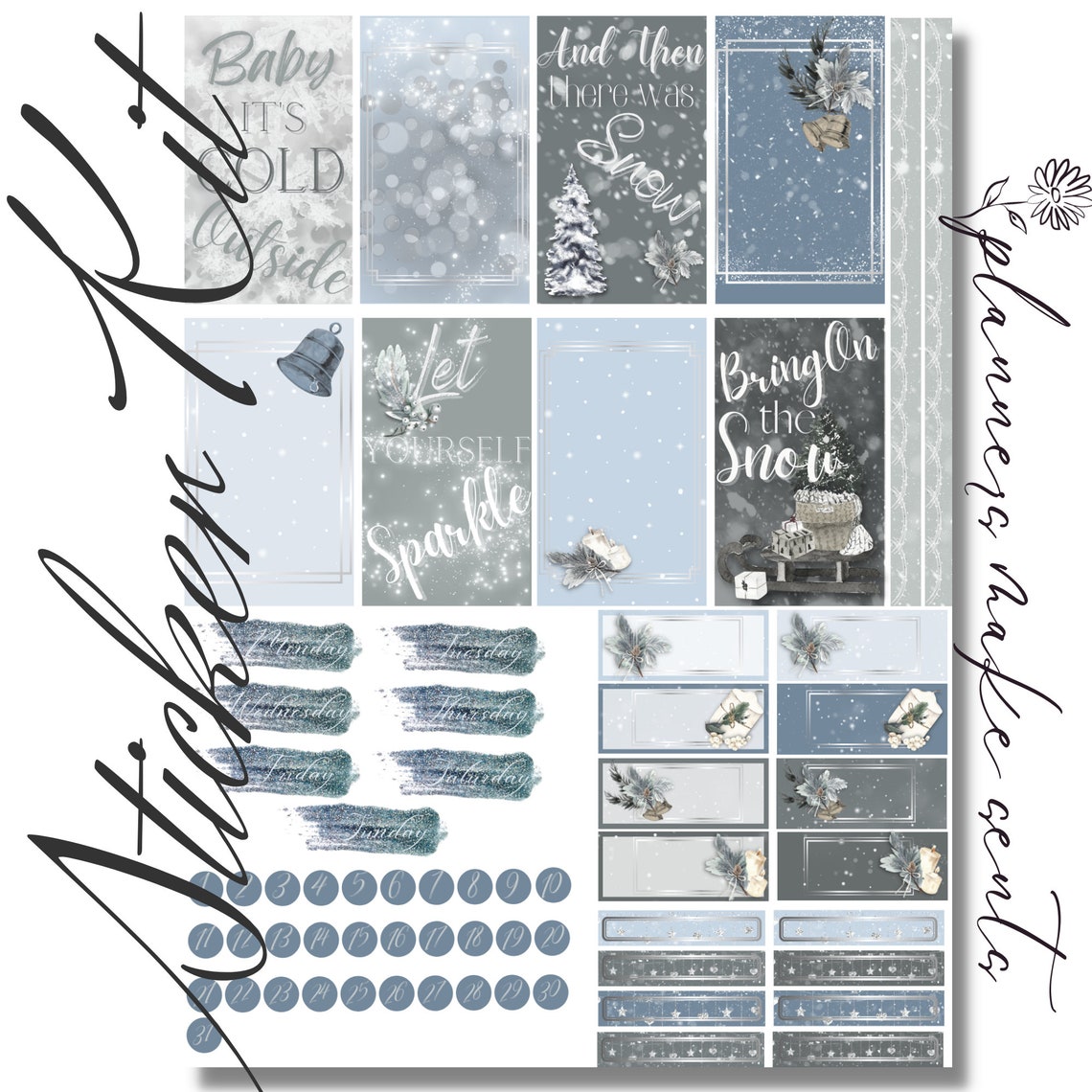 WINTER SEASON Printable Planner Stickers/vertical Happy Planner ...