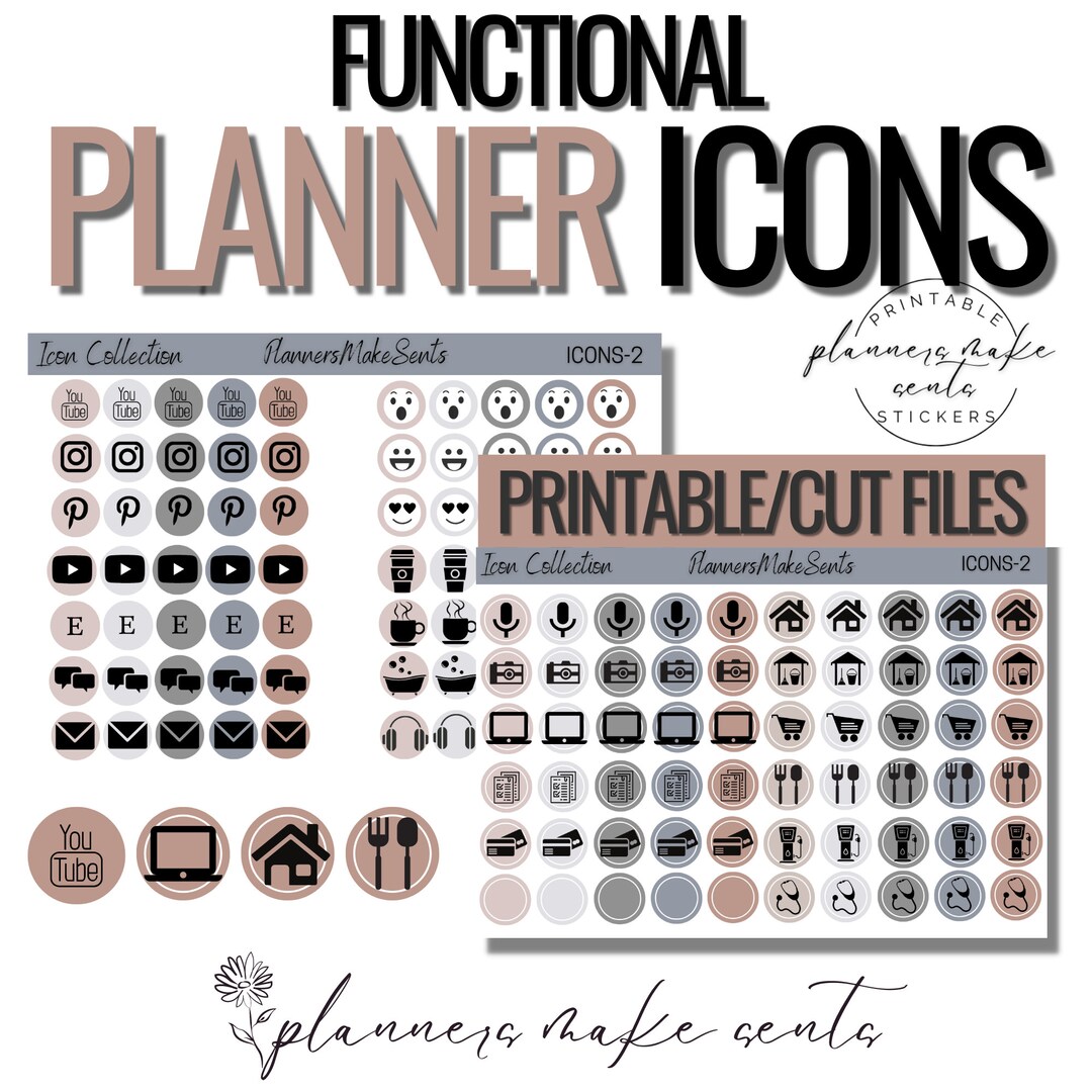 TASK PLANNER ICON Stickers/printable Planner Icons/social Media ...