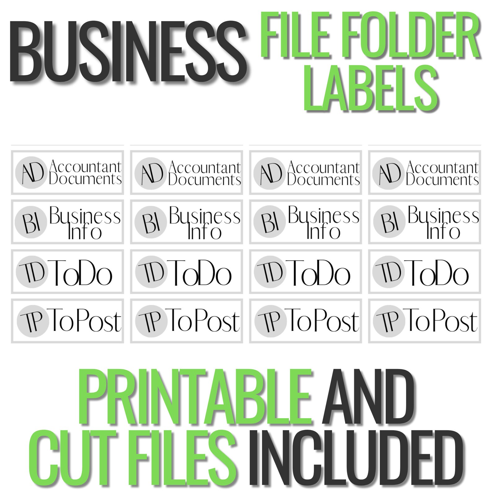PRINTABLE FOLDER LABELS for Business Paperwork/cut Files for Silhouette ...