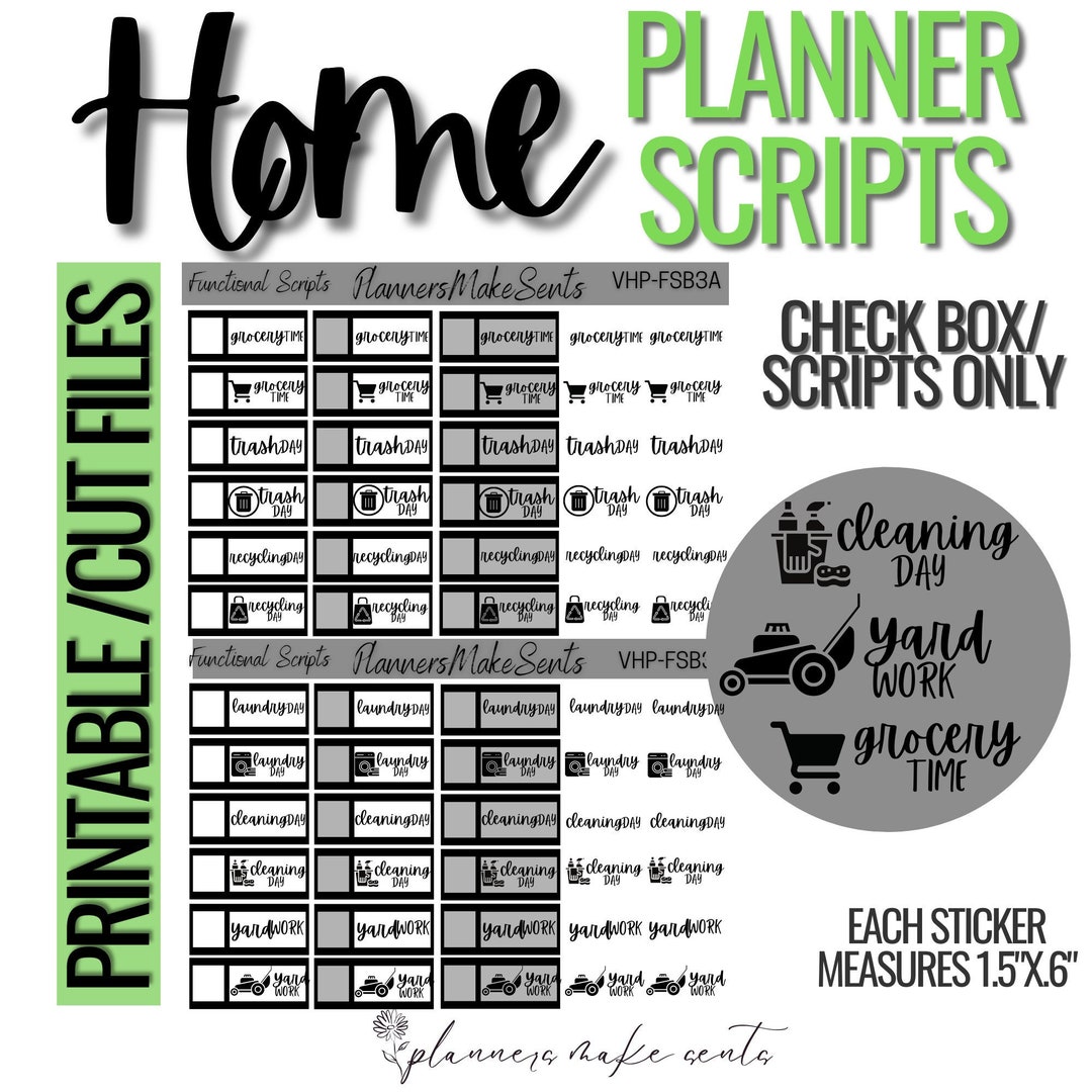 HOUSEHOLD CHORES SCRIPT Stickers/printable Planner Stickers/printable ...