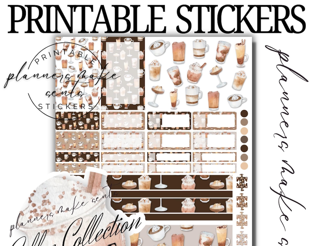 COFFEE LOVERS PRINTABLE Stickers Kit/printable Planner Stickers/happy ...