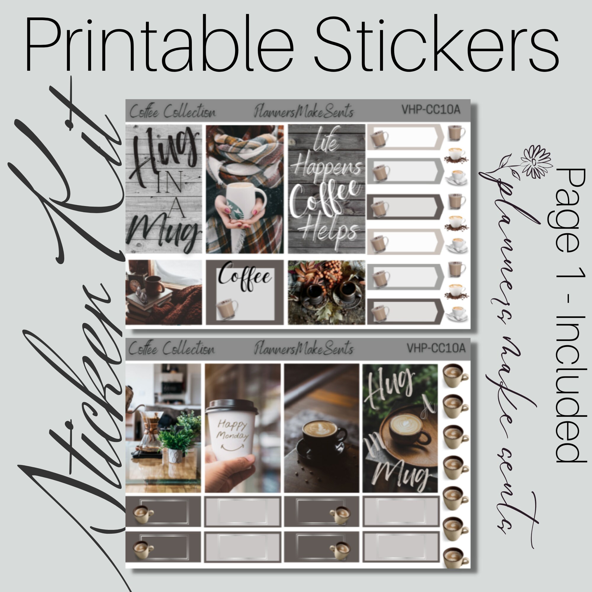 COFFEE BARISTA PRINTABLE Sticker Kit/happy Planner/coffee Stickers/to ...