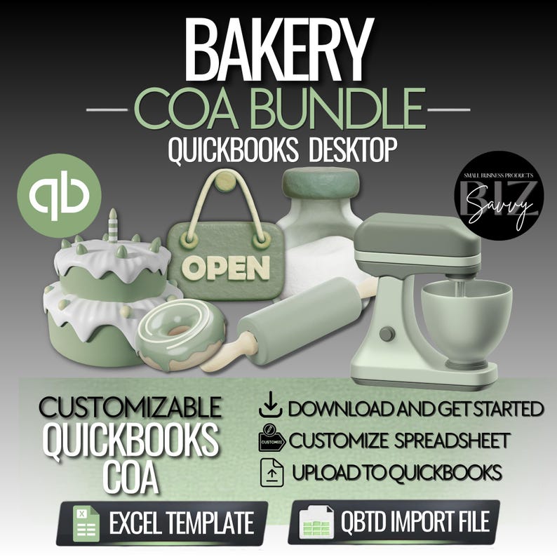 BAKERY SHOP Chart of Accounts Template: Quickbooks Ready/coa Excel ...