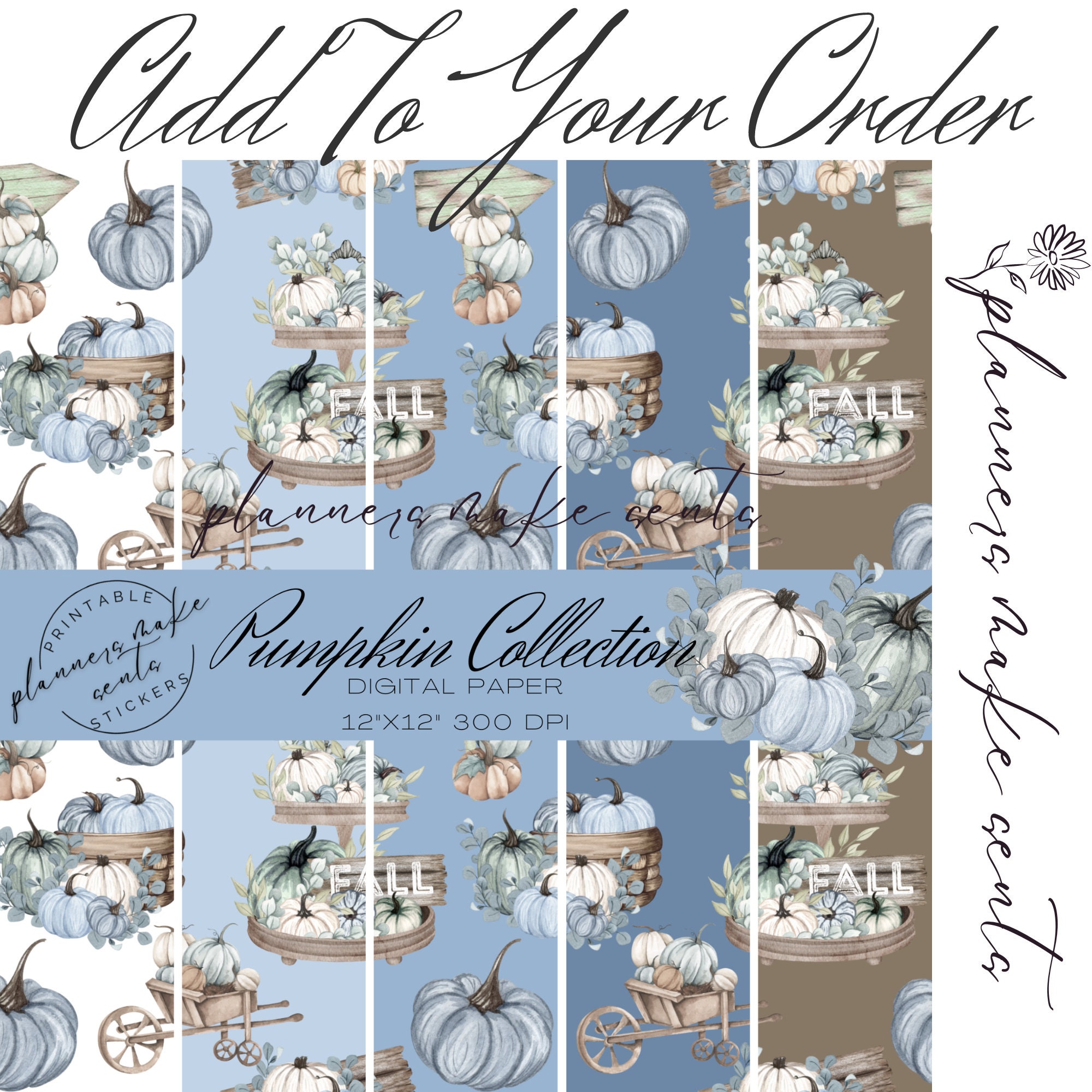 BLUE FALL PUMPKIN Printable Planner Stickers/halloween Stickers/pumpkin ...