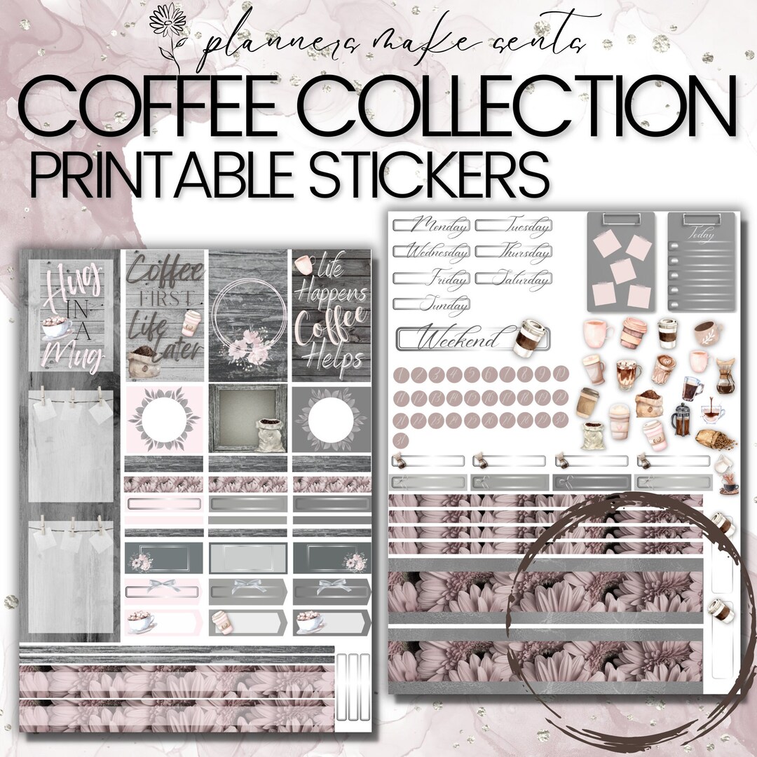 COFFEE BARISTA FUNCTIONAL Sticker Kit/vertical Happy Planner/printable ...