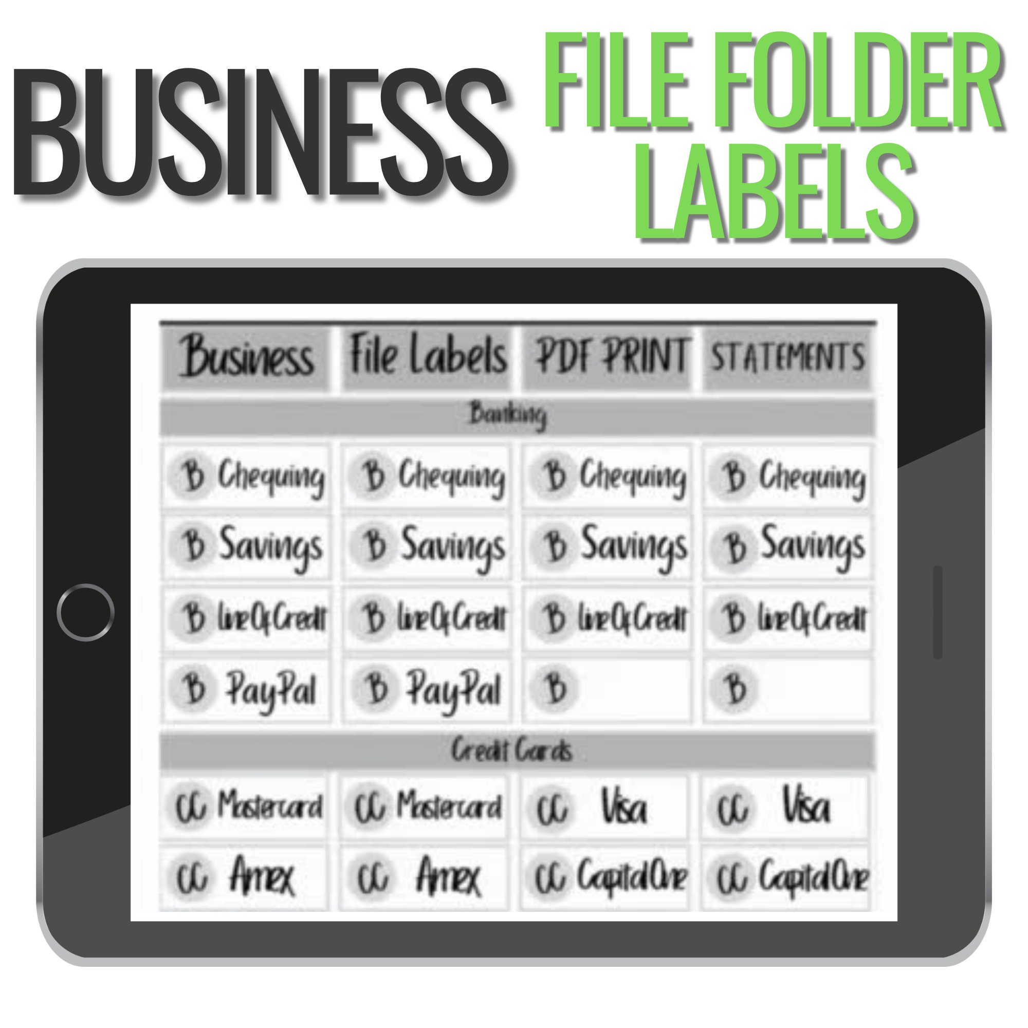 PRINTABLE FOLDER LABELS for Business Paperwork/cut Files for Silhouette ...