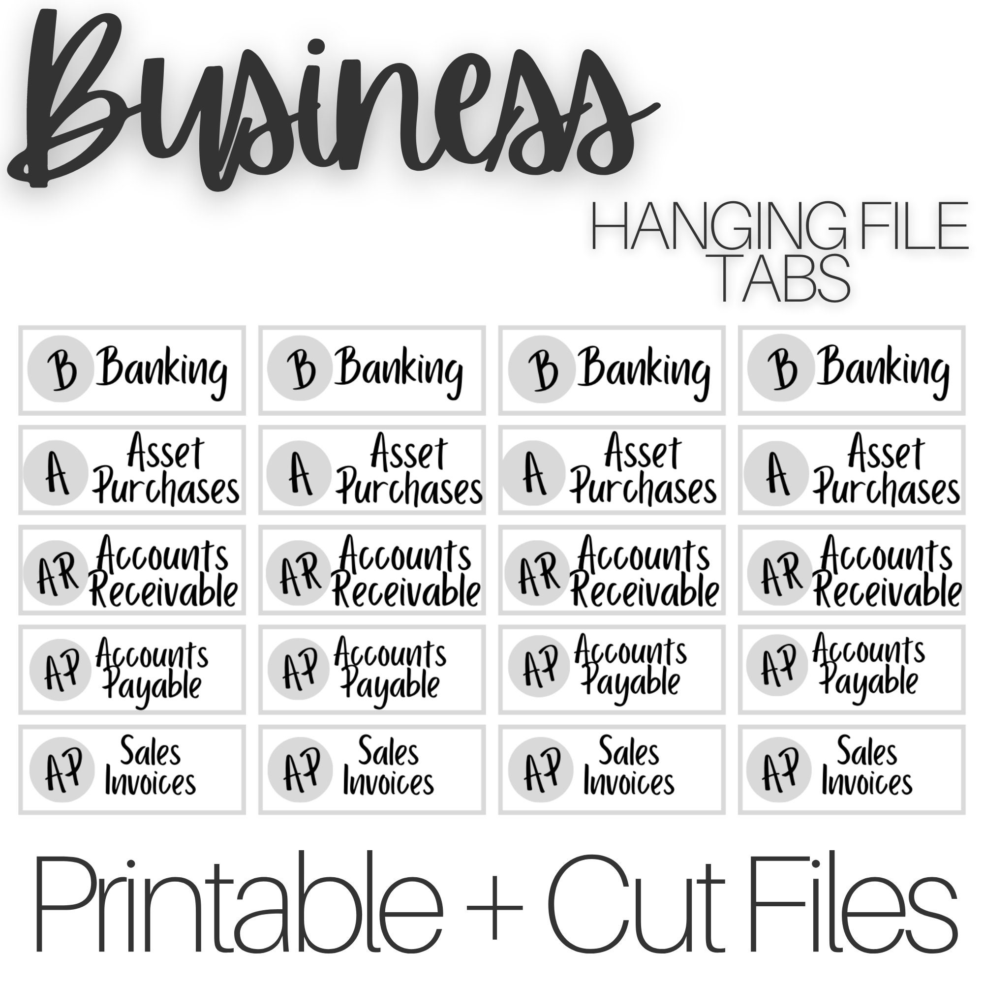 PRINTABLE FILE LABELS for Business Paperwork/cut Files for - Etsy