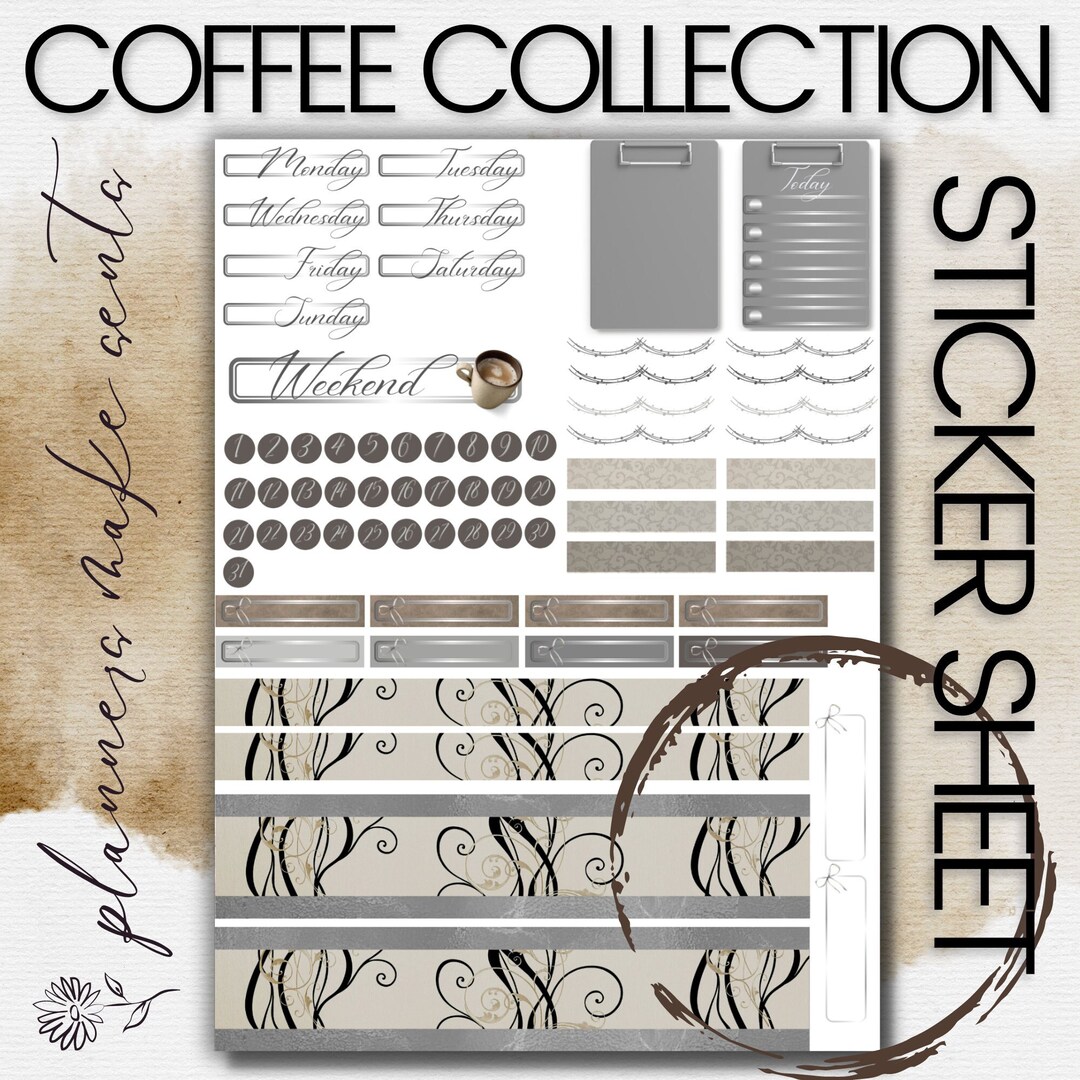 COFFEE BARISTA PRINTABLE Sticker Kit/happy Planner/coffee Stickers/to ...