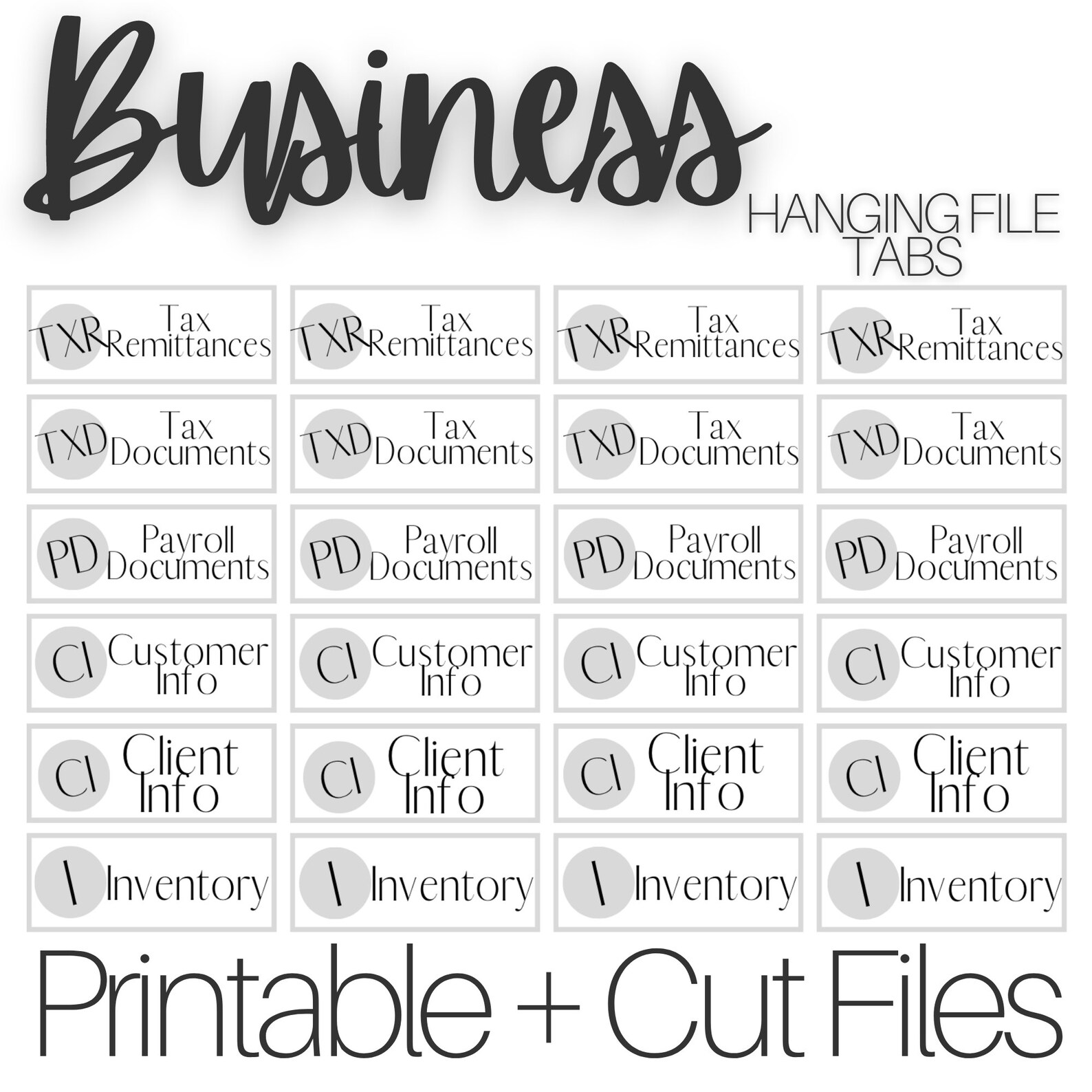 PRINTABLE FILE LABELS for Business Paperwork/cut Files for - Etsy
