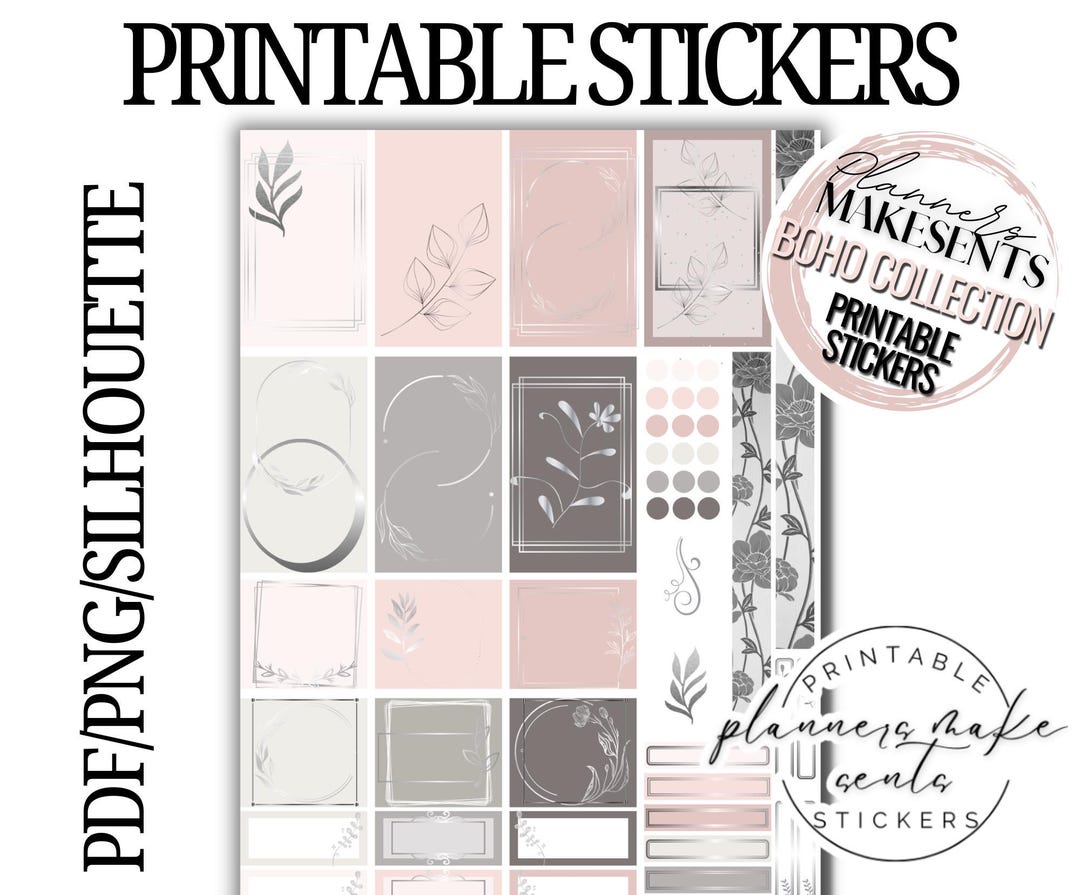 PINK BOHO FOLIAGE Printable Planner Stickers/happy Planner/botanical ...