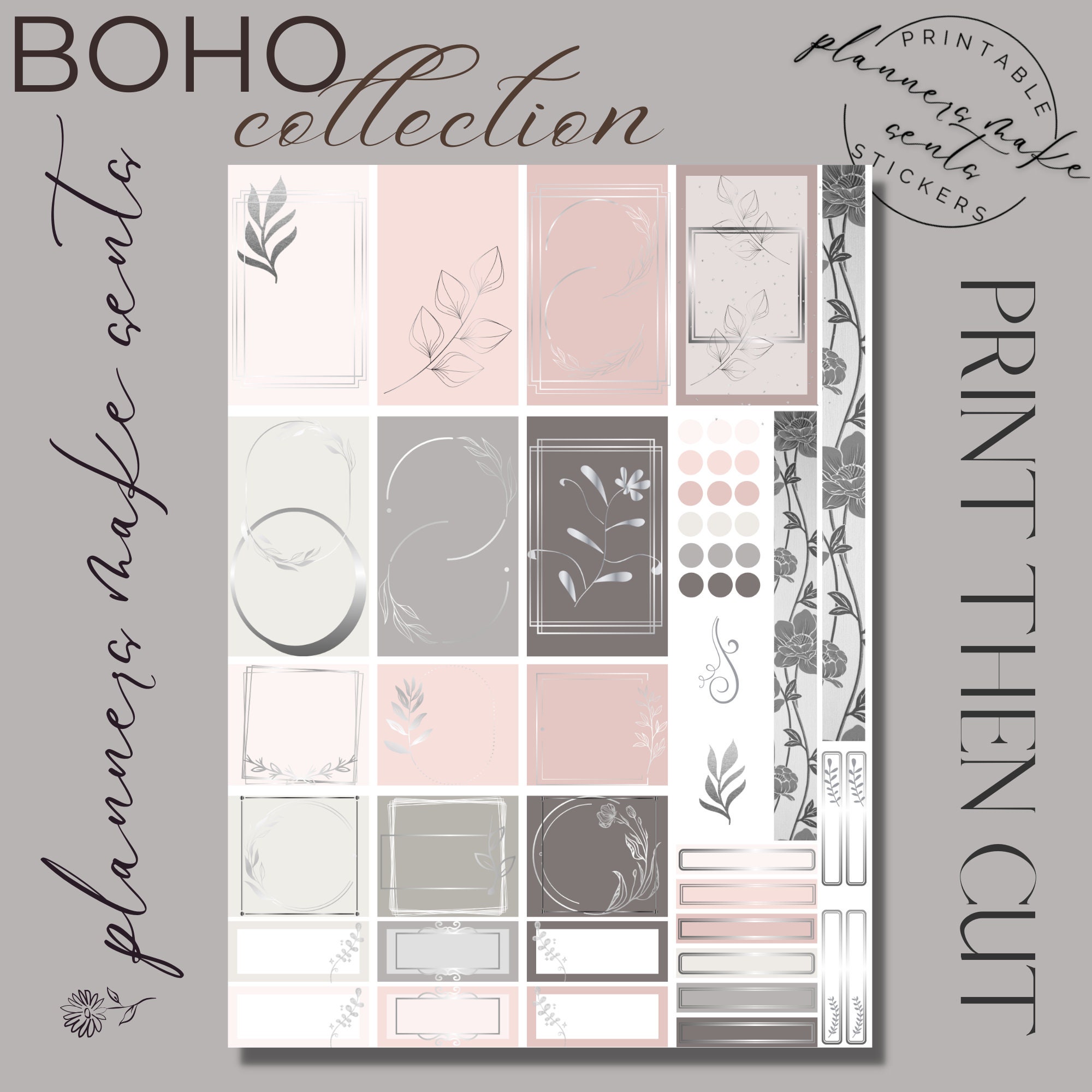 PINK BOHO Printable Planner Stickers/happy Planner/botanical Deco/bujo ...