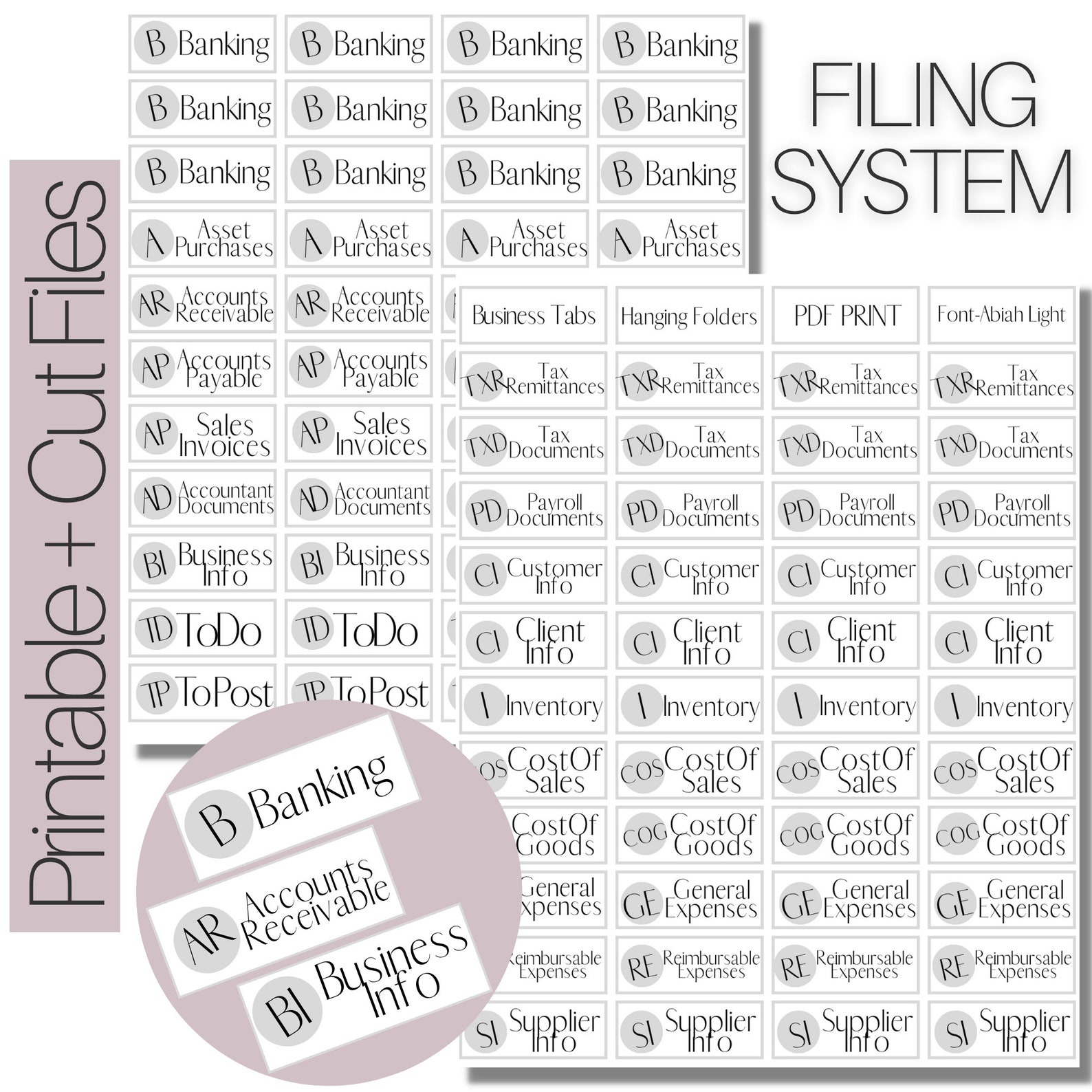 PRINTABLE FILE LABELS for Business Paperwork/cut Files for - Etsy
