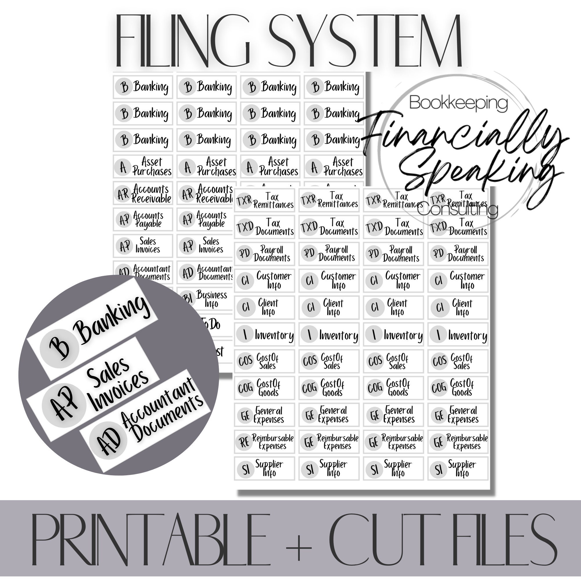 PRINTABLE FILE LABELS for Business Paperwork/cut Files for Silhouette ...