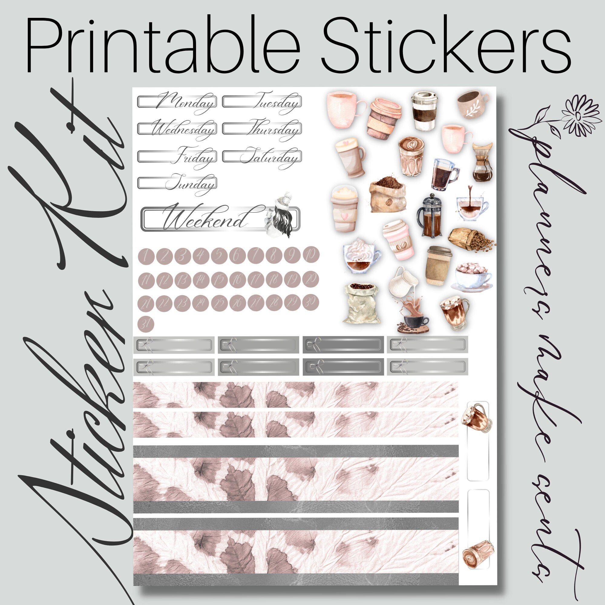 COFFEE LOVERS Printable Planner Stickers/happy Planner/printable Coffee ...