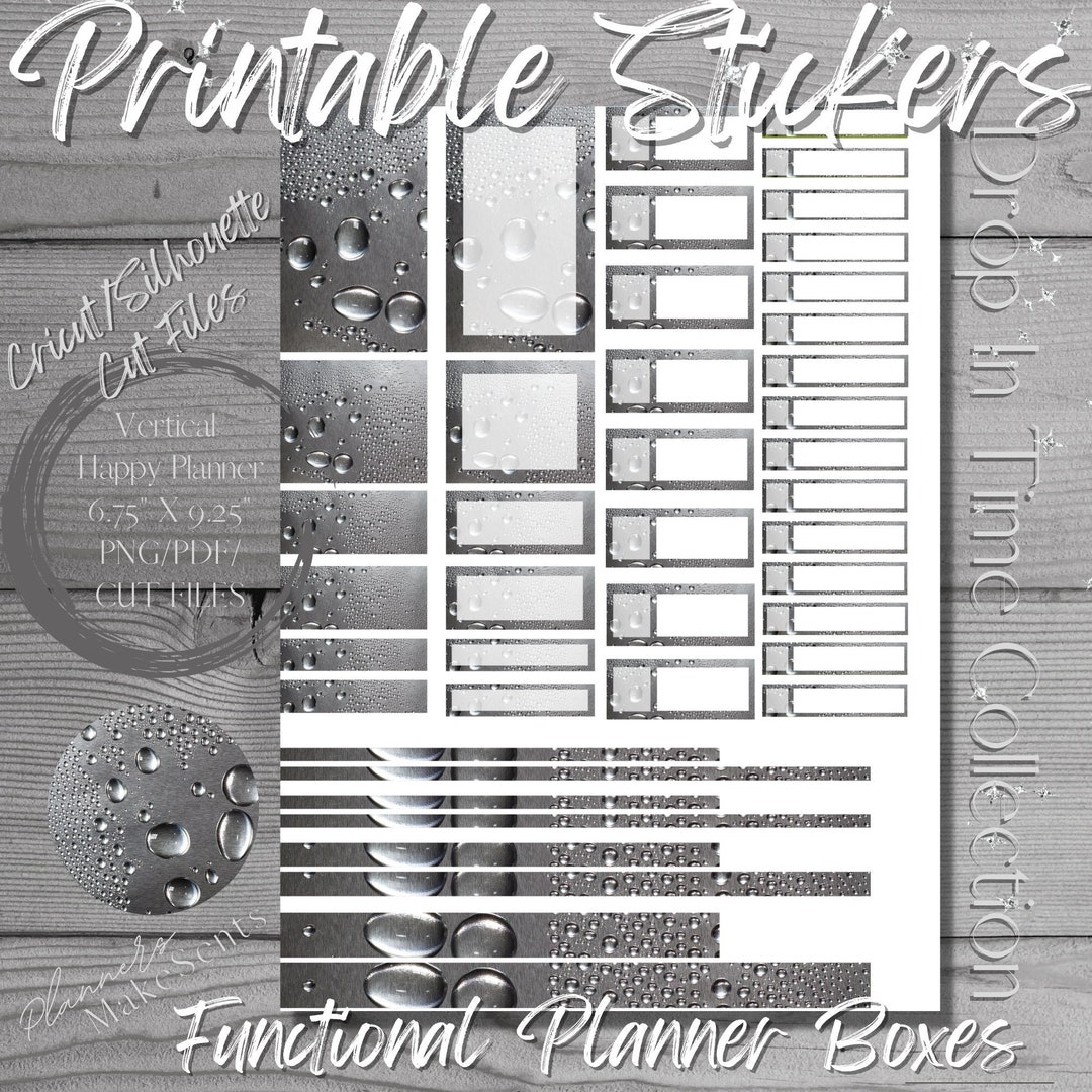 SILVER RAIN DROP Printable Planner Stickers/happy Planner/silver Water ...