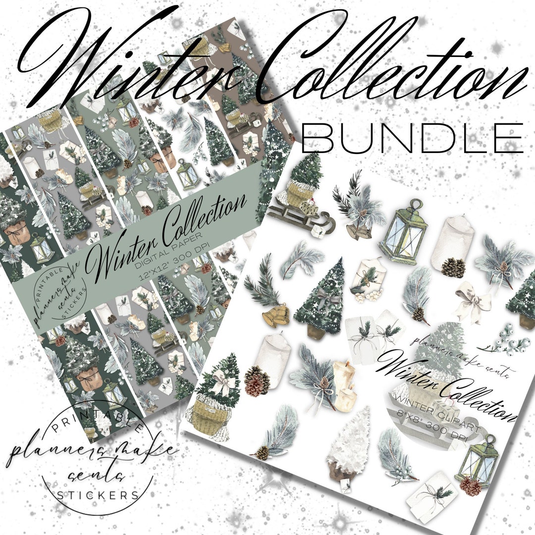 WINTER WONDERLAND Digital Paper and Clipart/12x12 Seamless Pattern ...