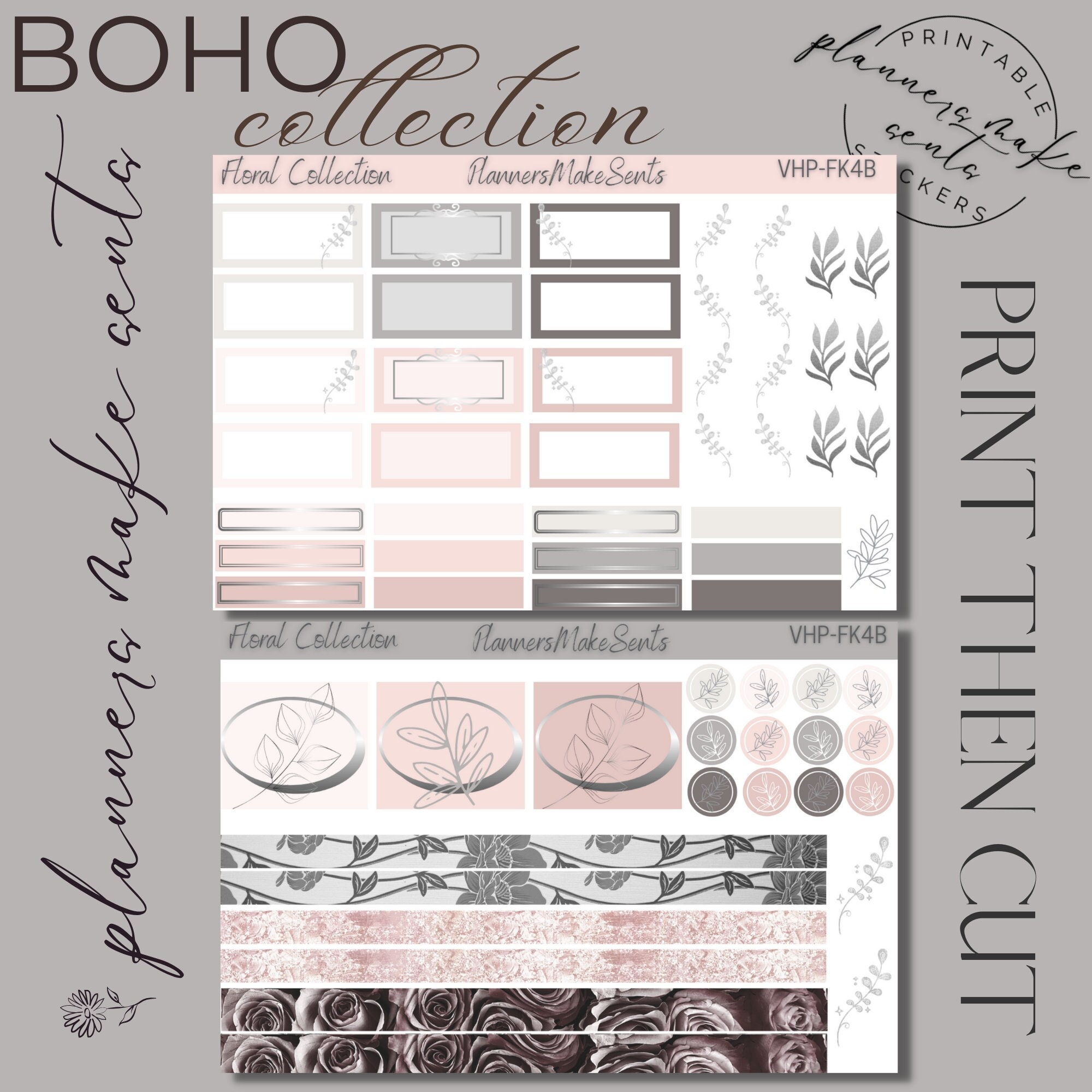 PINK BOHO Printable Planner Stickers/happy Planner/botanical Deco/bujo ...