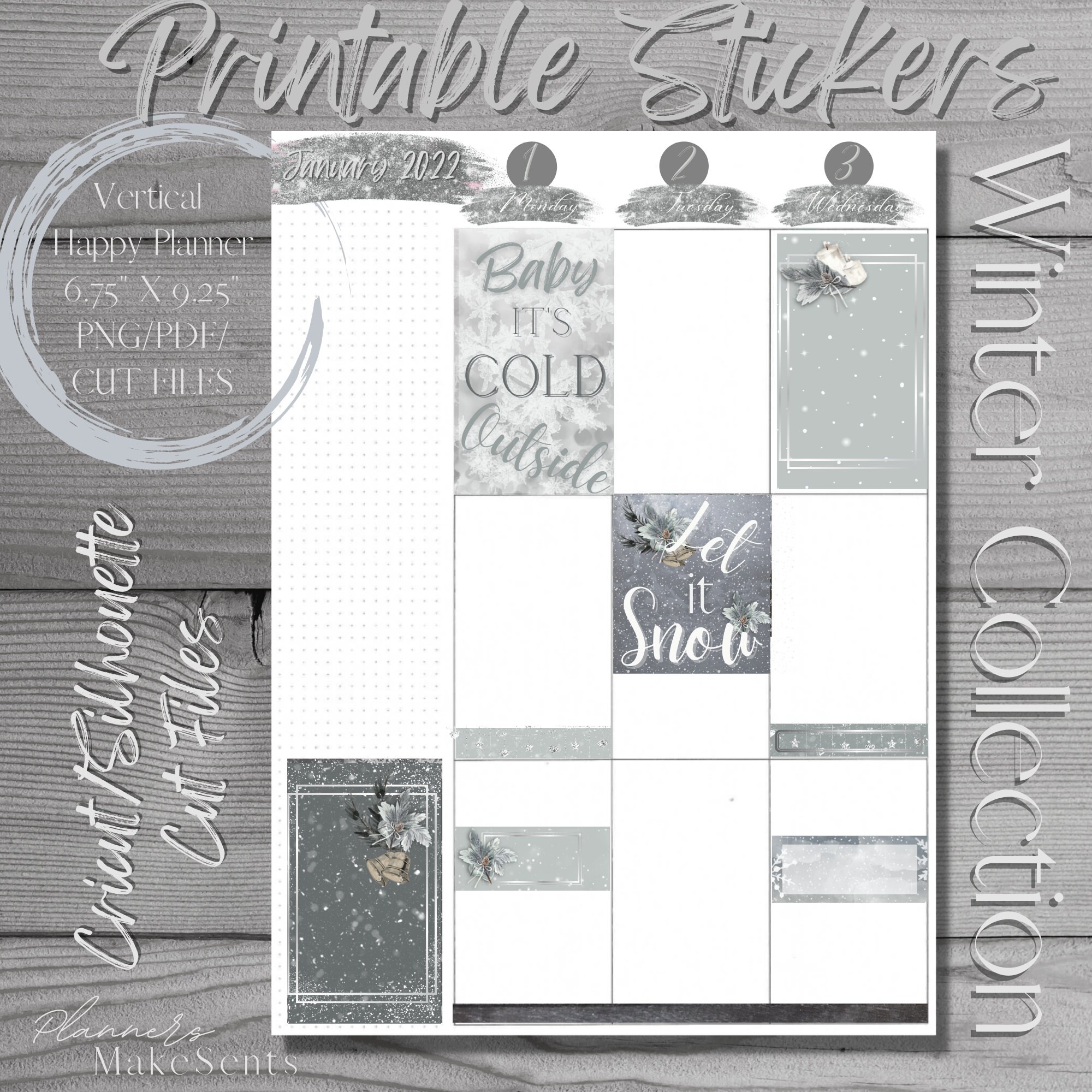 COZY WINTER SCENERY Printable Planner Stickers/happy Planner/functional ...