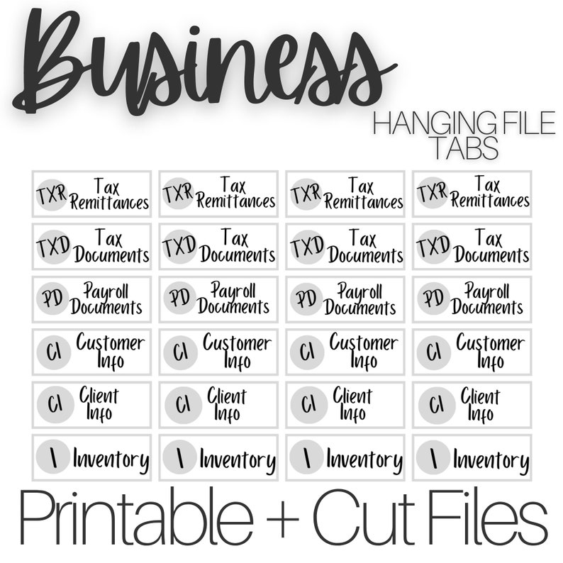 PRINTABLE FILE LABELS for Business Paperwork/cut Files for - Etsy