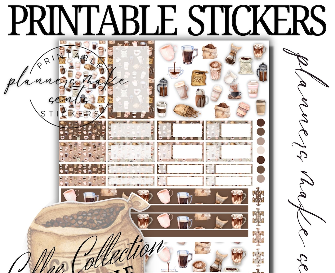 COFFEE SHOP PRINTABLE Stickers Kit/printable Planner Stickers/happy ...