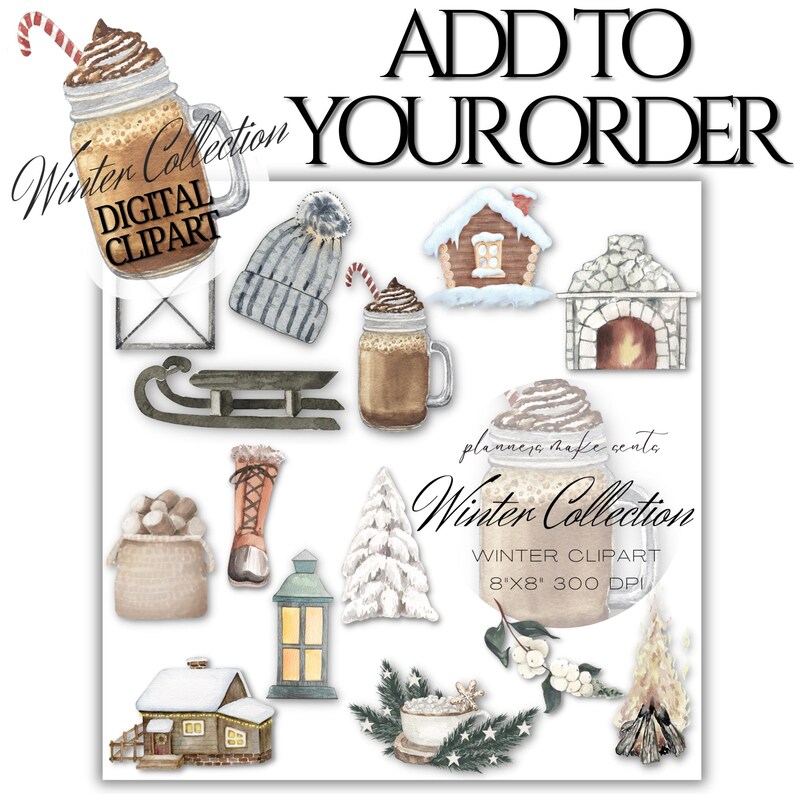 DREAMING OF WINTER Printable Planner Stickers/white Outline/vertical ...