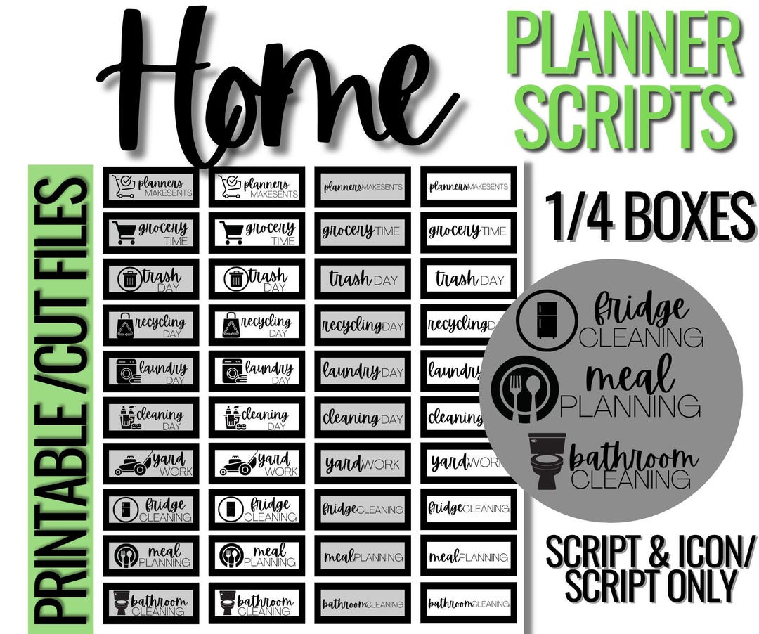 HOUSEHOLD CHORES SCRIPT Stickers/printable Planner Stickers/printable ...