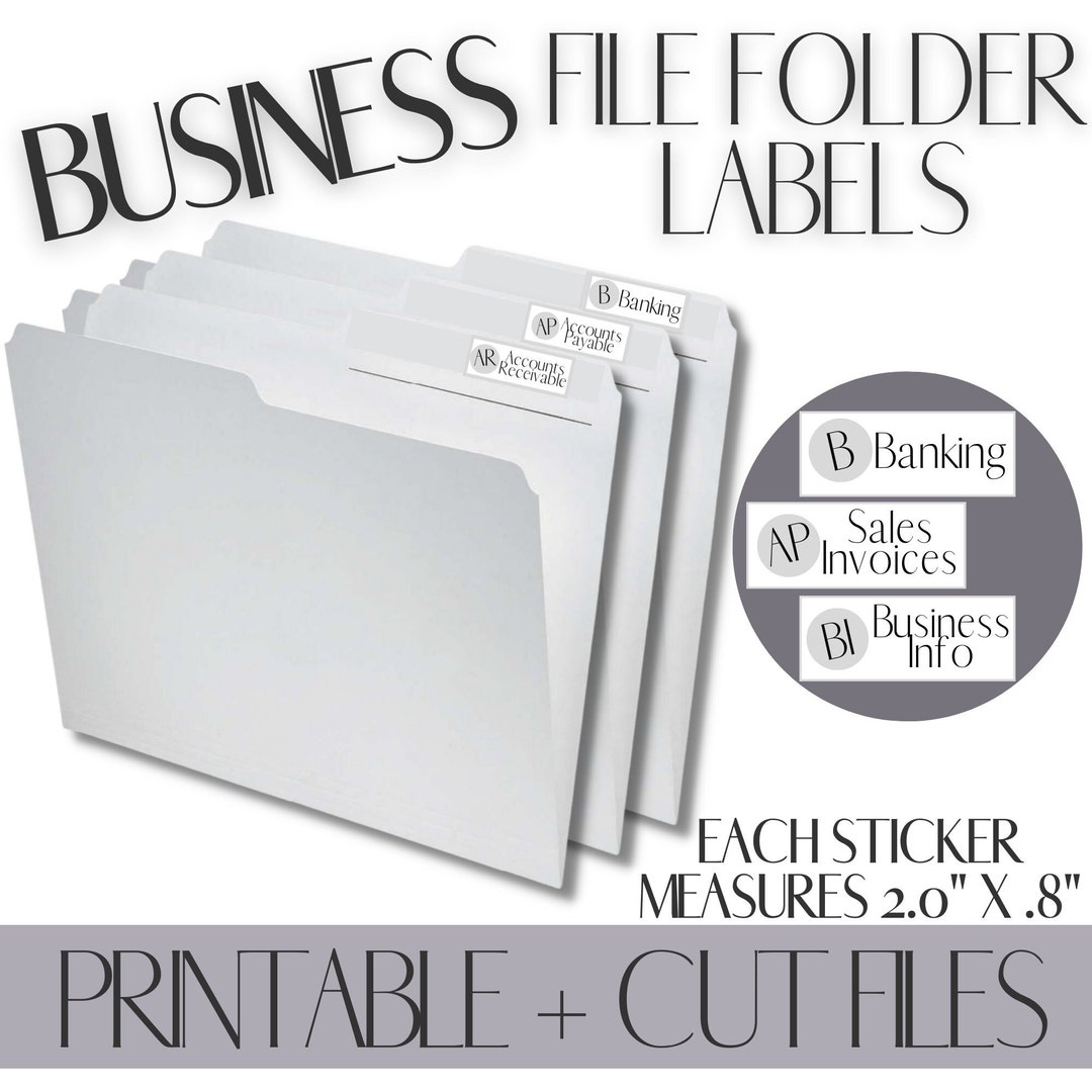 PRINTABLE FOLDER LABELS for Business Paperwork/cut Files for Silhouette ...