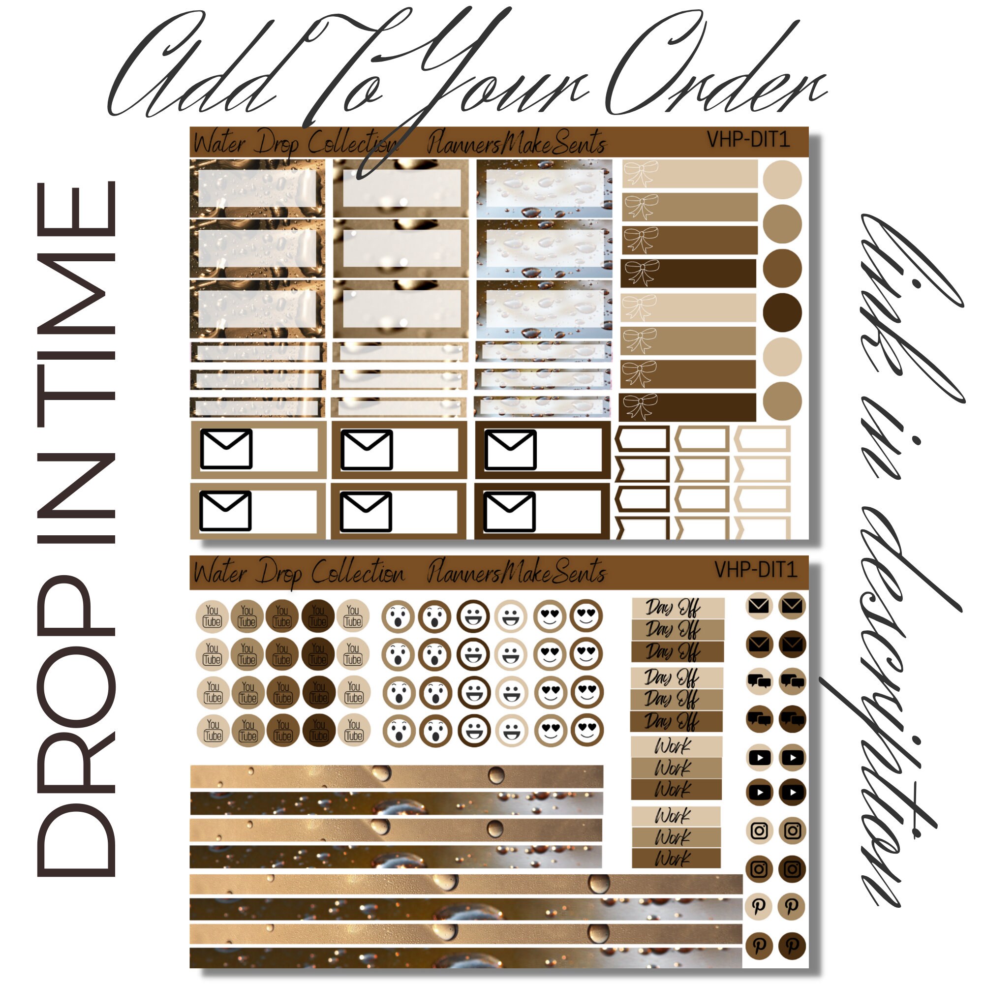 LIQUID GOLD RAINDROP Printable Planner Stickers/happy Planner/full Box ...