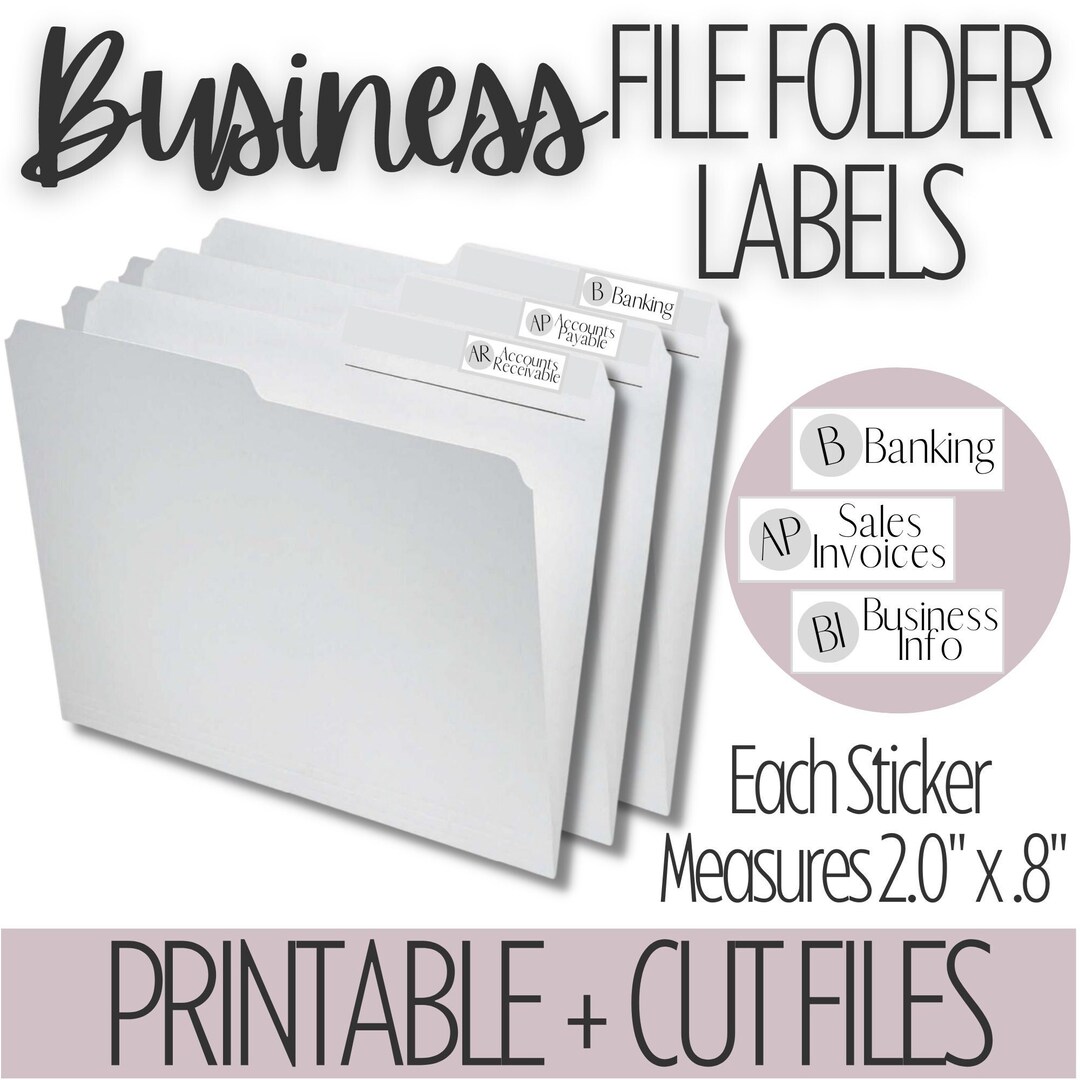 PRINTABLE FOLDER LABELS for Business Paperwork/cut Files for - Etsy