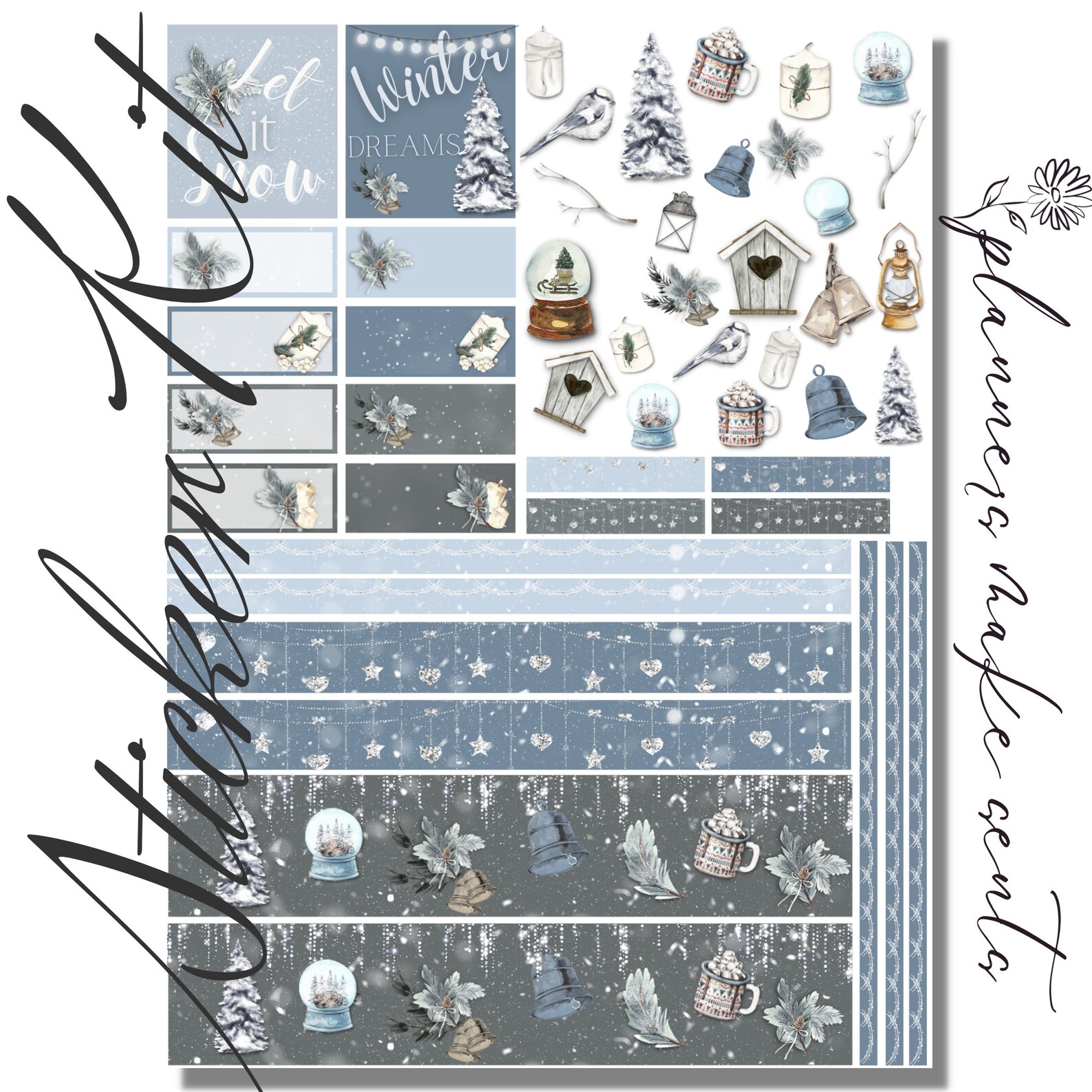 WINTER SEASON Printable Planner Stickers/vertical Happy Planner ...
