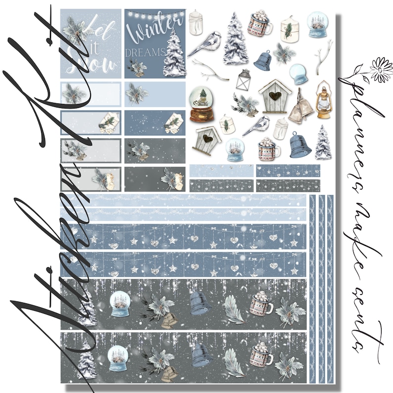 WINTER SEASON Printable Planner Stickers/vertical Happy Planner ...
