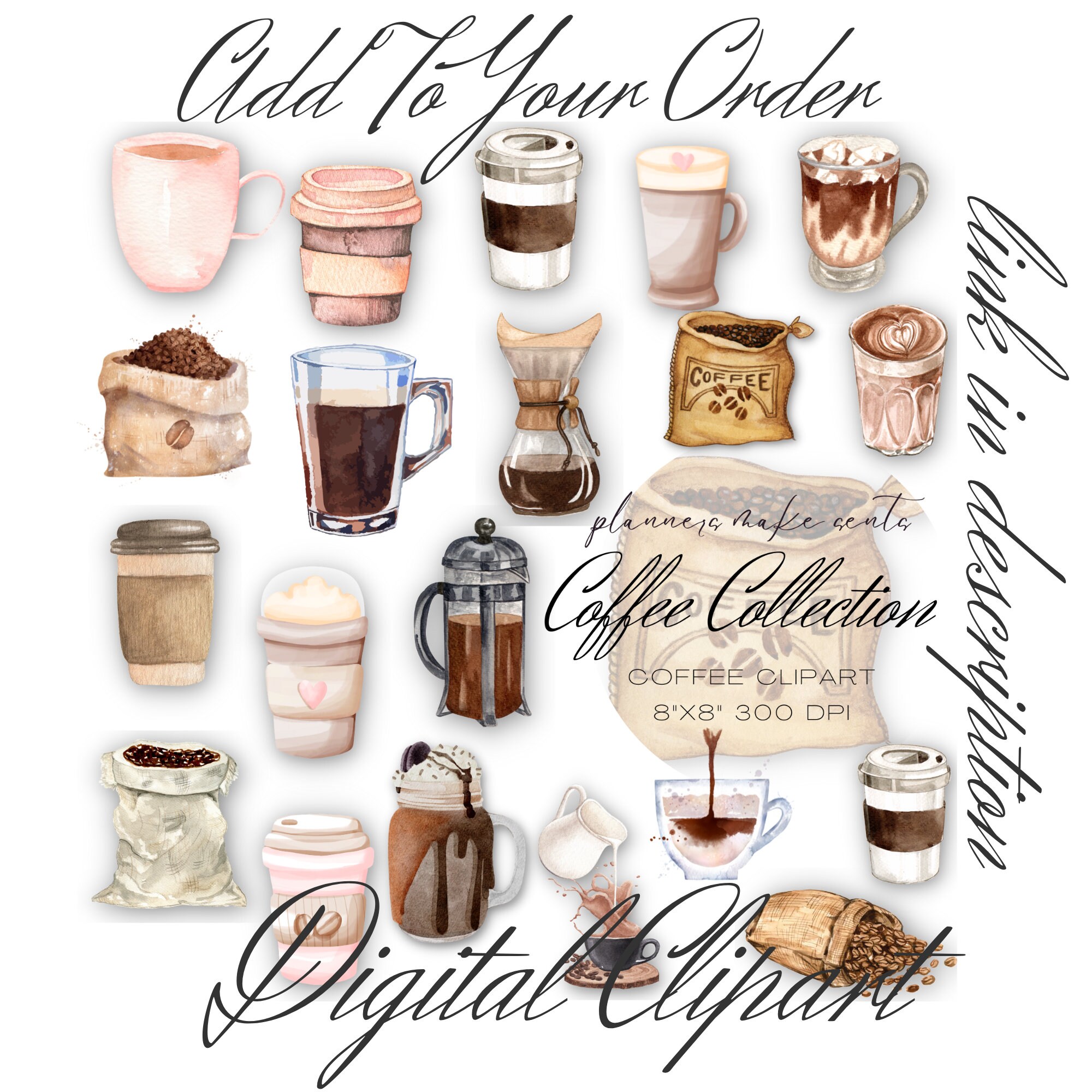 COFFEE BARISTA PRINTABLE Sticker Kit/happy Planner/coffee Stickers/to ...