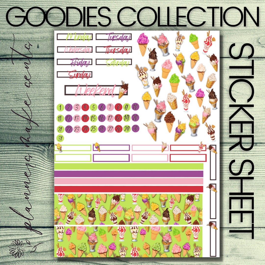 ICE CREAM CONE Printable Planner Stickers/sweet Treats Stickers ...