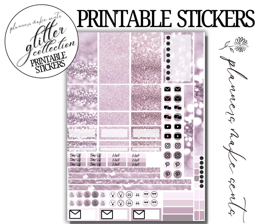 PURPLE SPARKLE PRINTABLE Glitter Box Stickers/glitter Functional ...