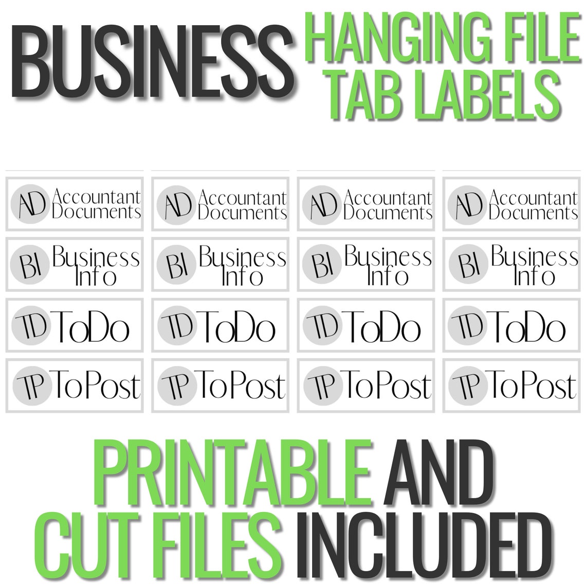 PRINTABLE FILE LABELS for Business Paperwork/cut Files for Silhouette ...