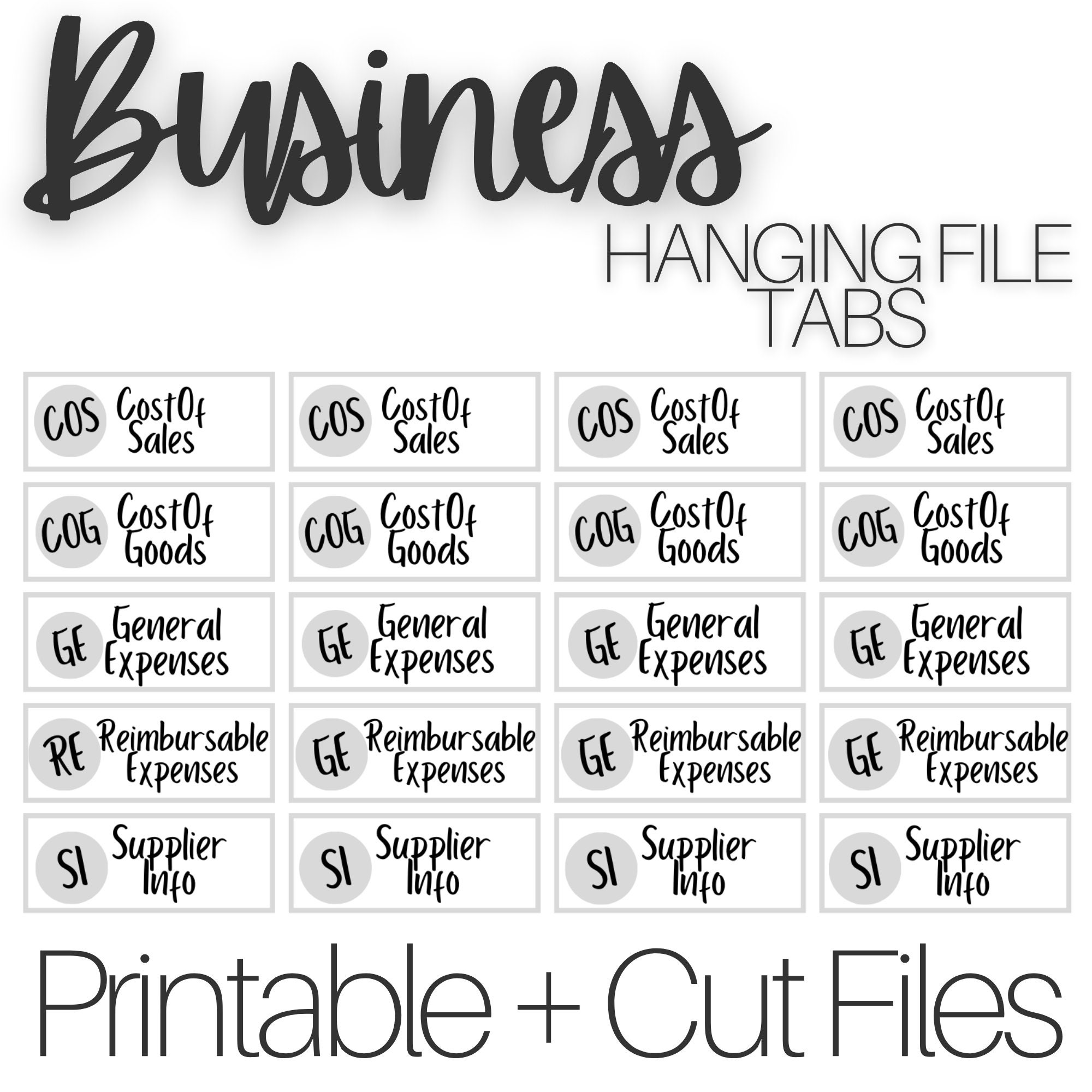 PRINTABLE FILE LABELS for Business Paperwork/cut Files for - Etsy