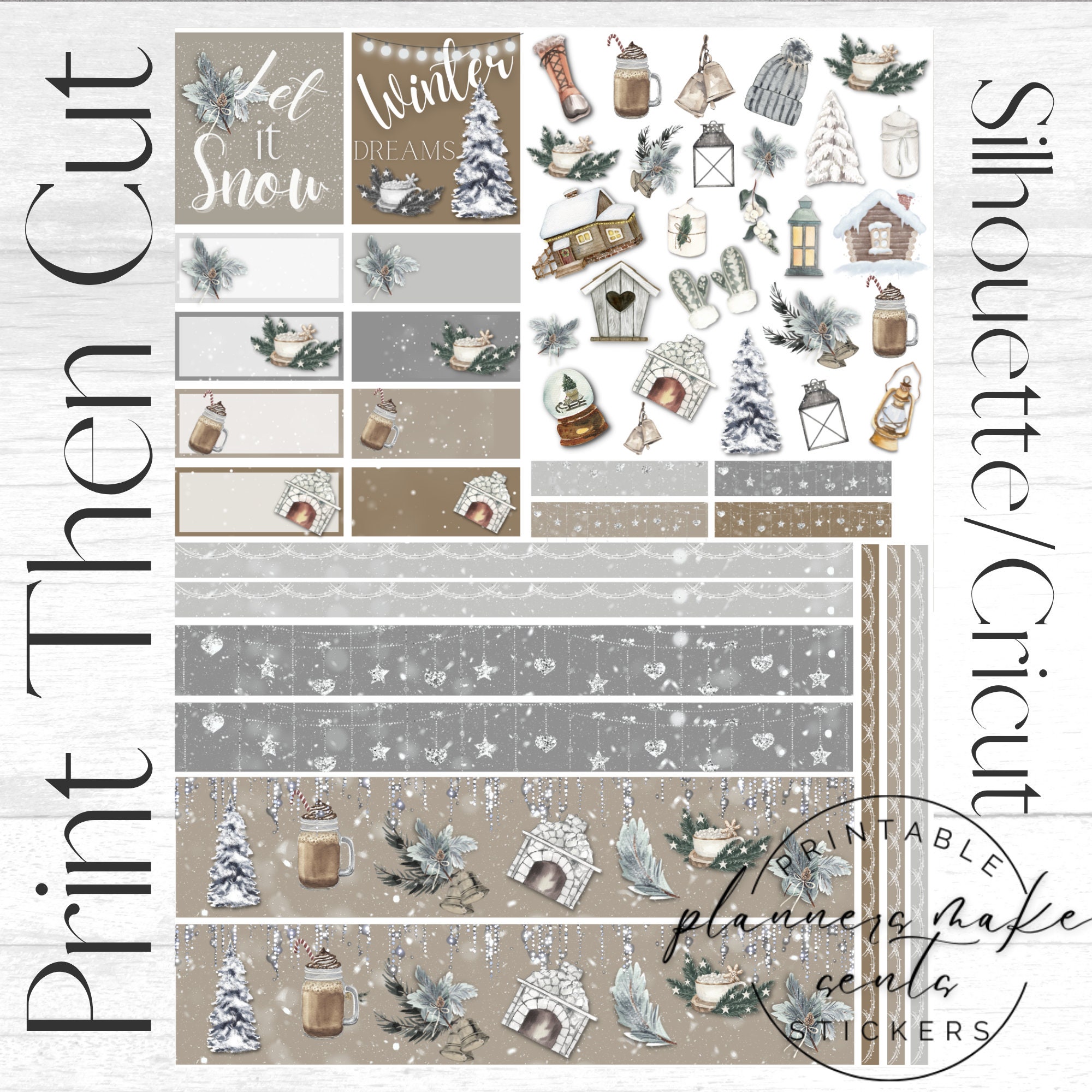 WINTER SEASON Printable Planner Stickers/vertical Happy Planner ...