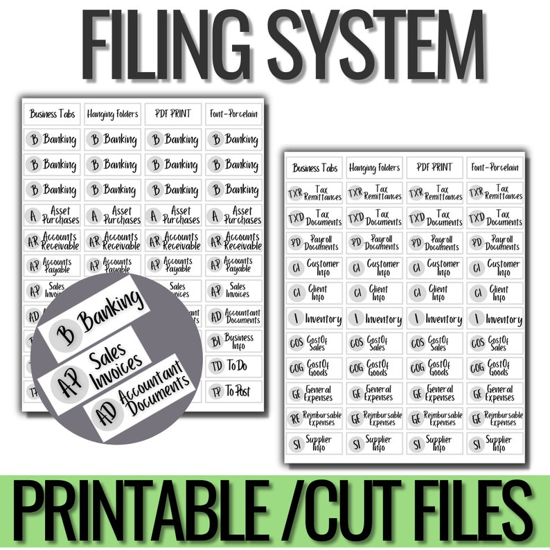 PRINTABLE FOLDER LABELS for Business Paperwork/cut Files for Silhouette ...