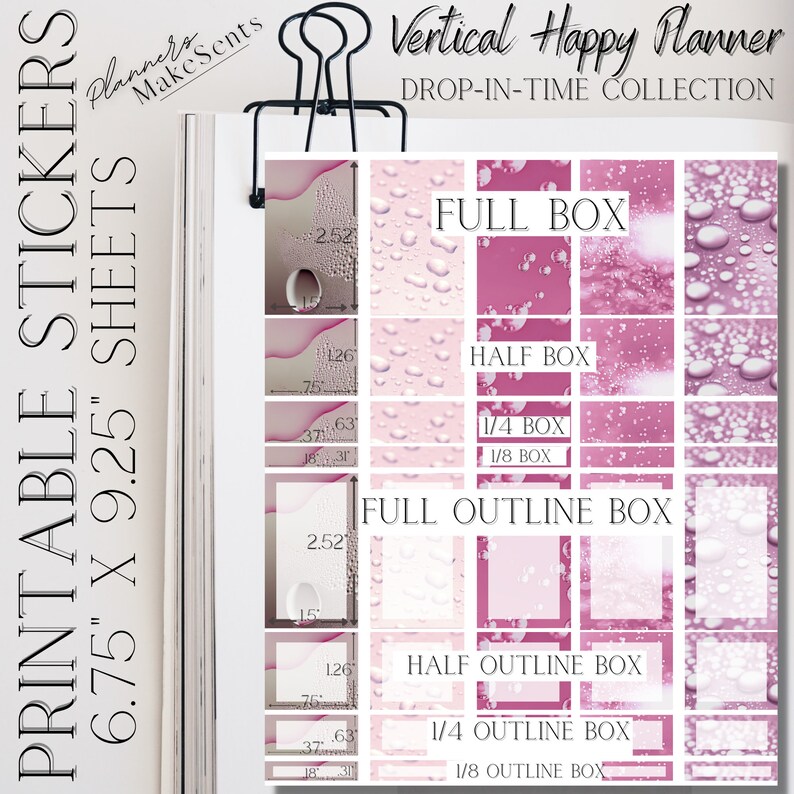 PINK WATER DROPLET Printable Planner Stickers/happy Planner/pink Spring ...