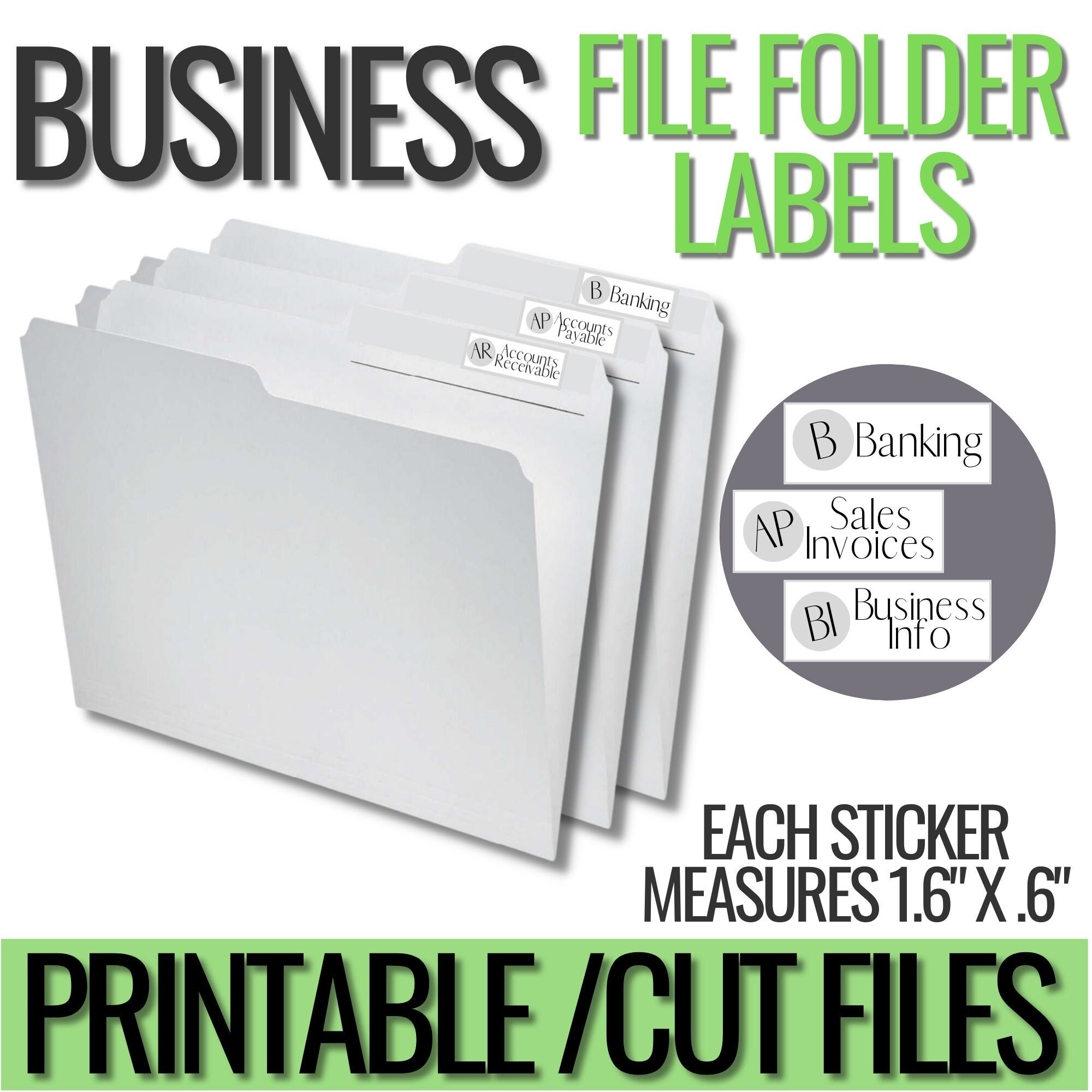 PRINTABLE FOLDER LABELS for Business Paperwork/cut Files for Silhouette ...