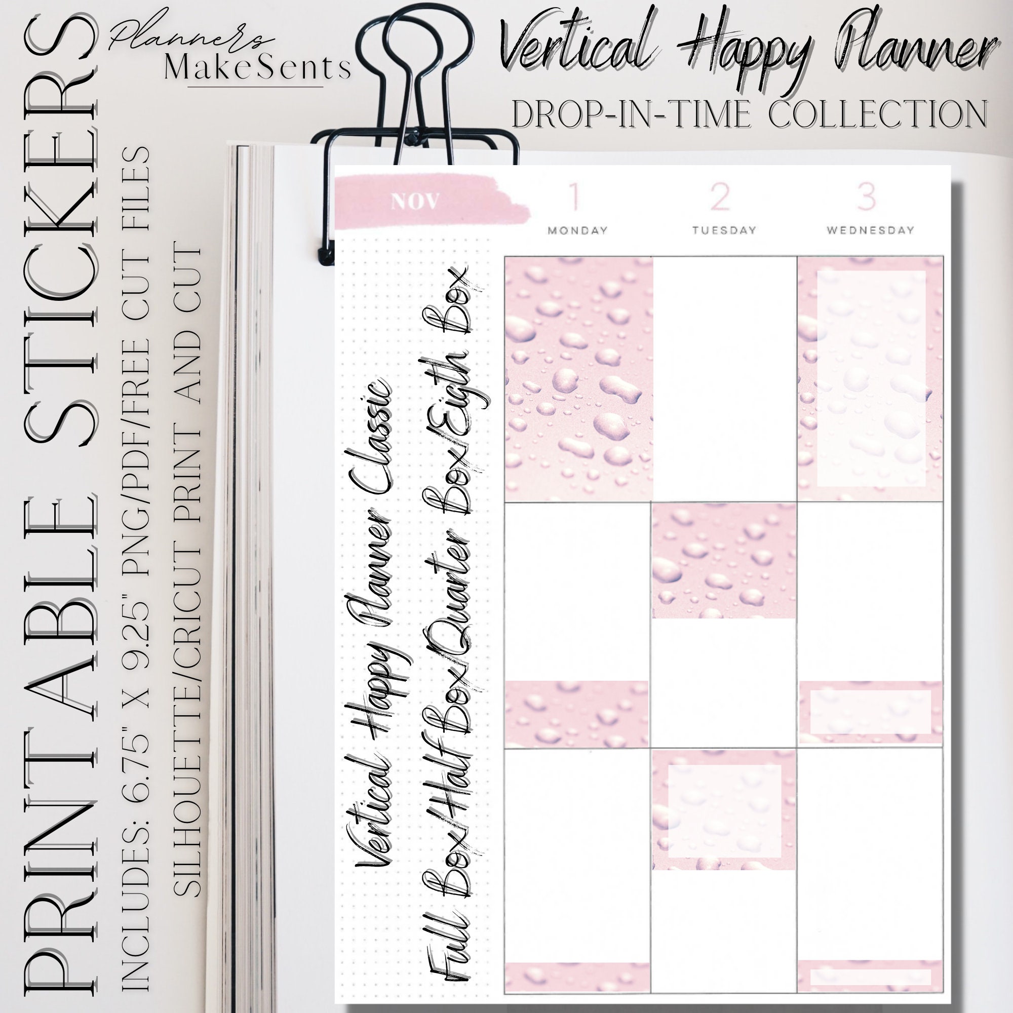 PINK WATER DROPLET Printable Planner Stickers/happy Planner/pink Spring ...