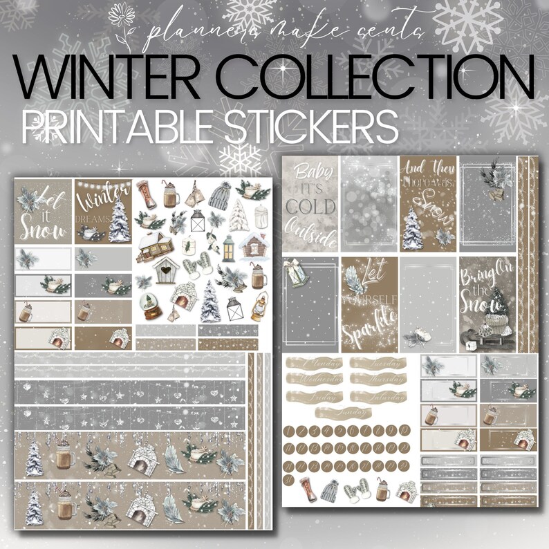 COZY WINTER SCENERY Printable Planner Stickers/vertical Happy Planner ...