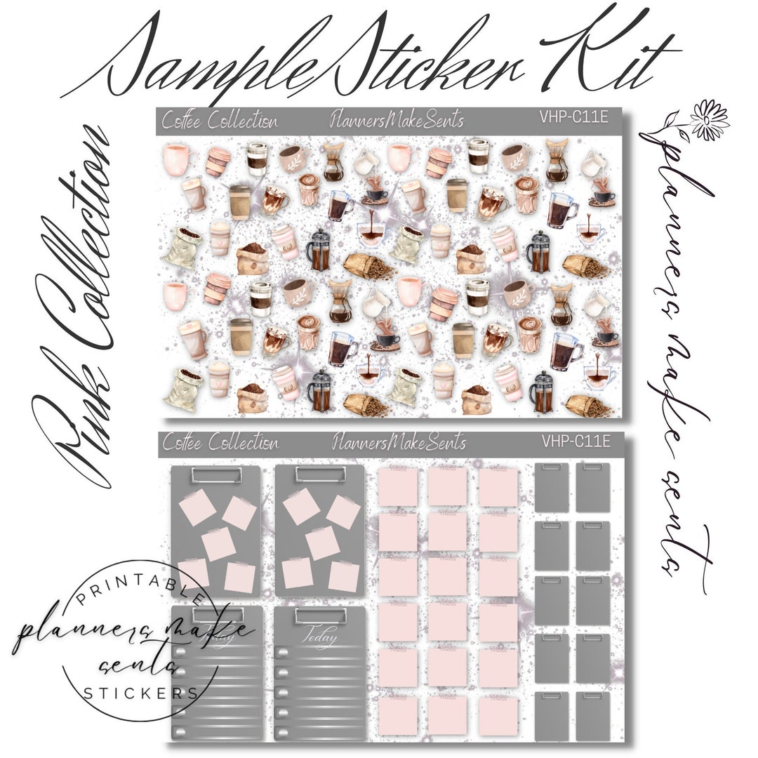 PINK COFFEE DECO Printable Planner Stickers/happy Planner/coffee ...
